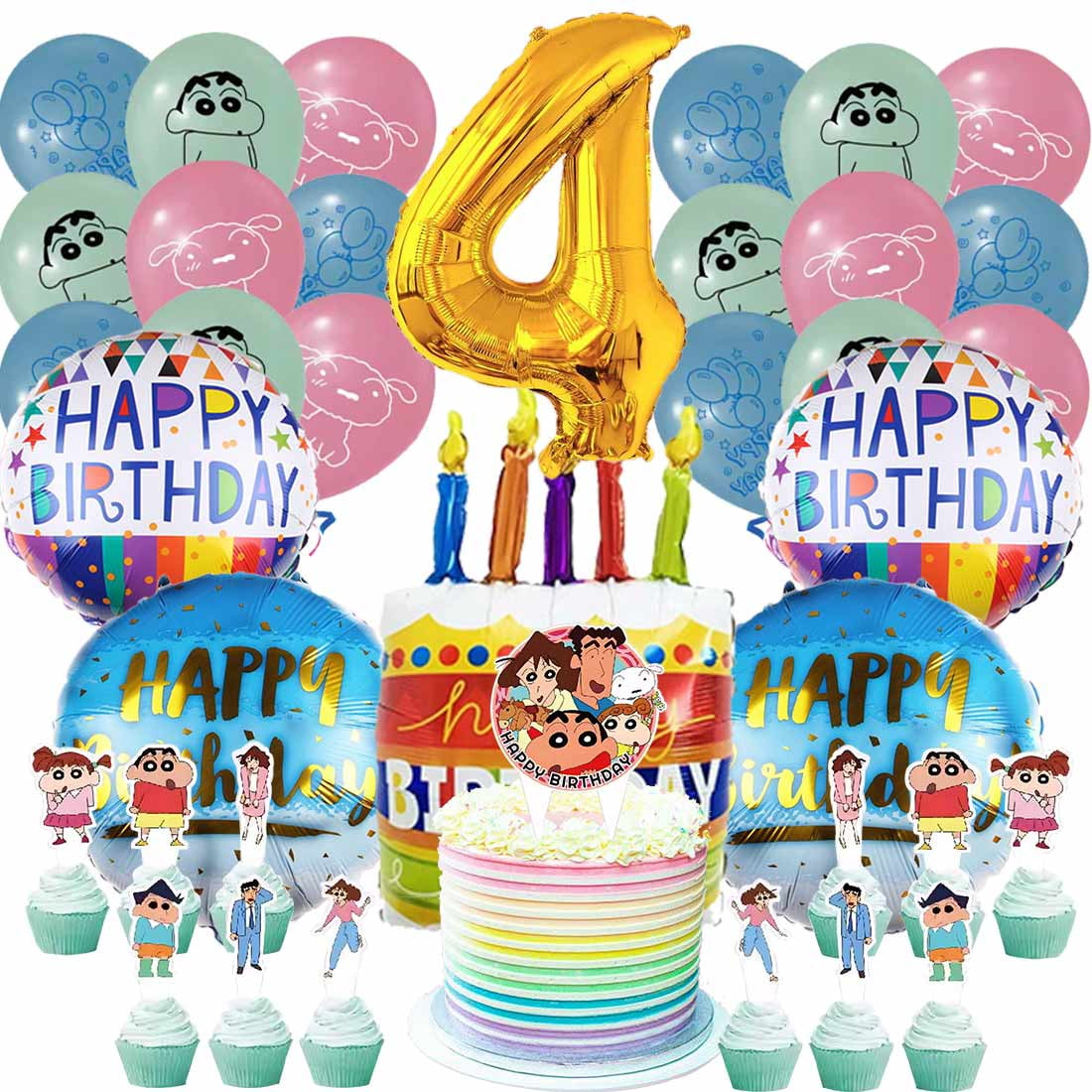 Crayon Shin-chan Party Supplies 4th Decor Kit Balloons Birthday Cake ...