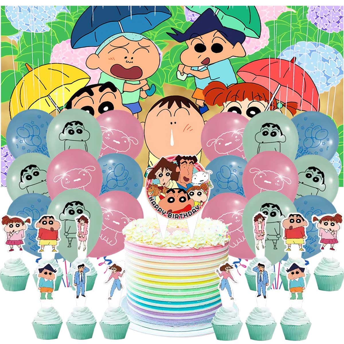 Crayon Shin-chan Party Supplies Latex Balloons Decor Banner Backdrop ...