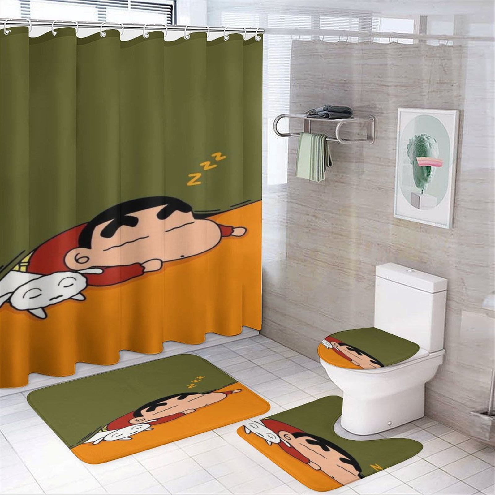 Crayon Shin-chan Shower Curtain Sets Cartoon Anime for Boys Grils Gift ...