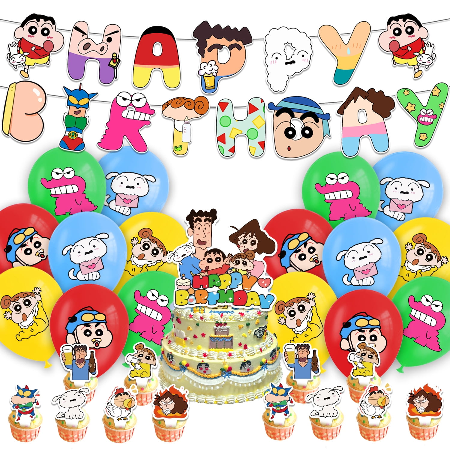 Crayon Shin-chan Themed Birthday Party Decoration Set, 30pc Includes ...