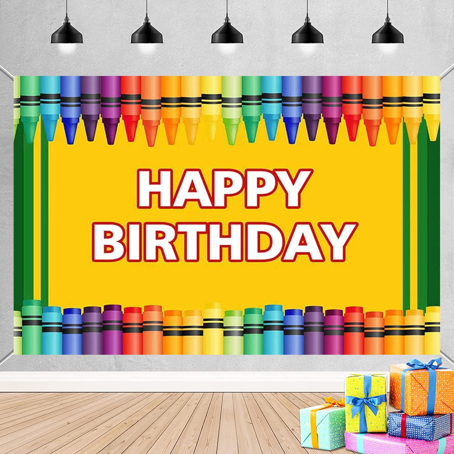 Crayon Theme HappyTRDN Birthday Backdrop Crayon Birthday Decorations ...