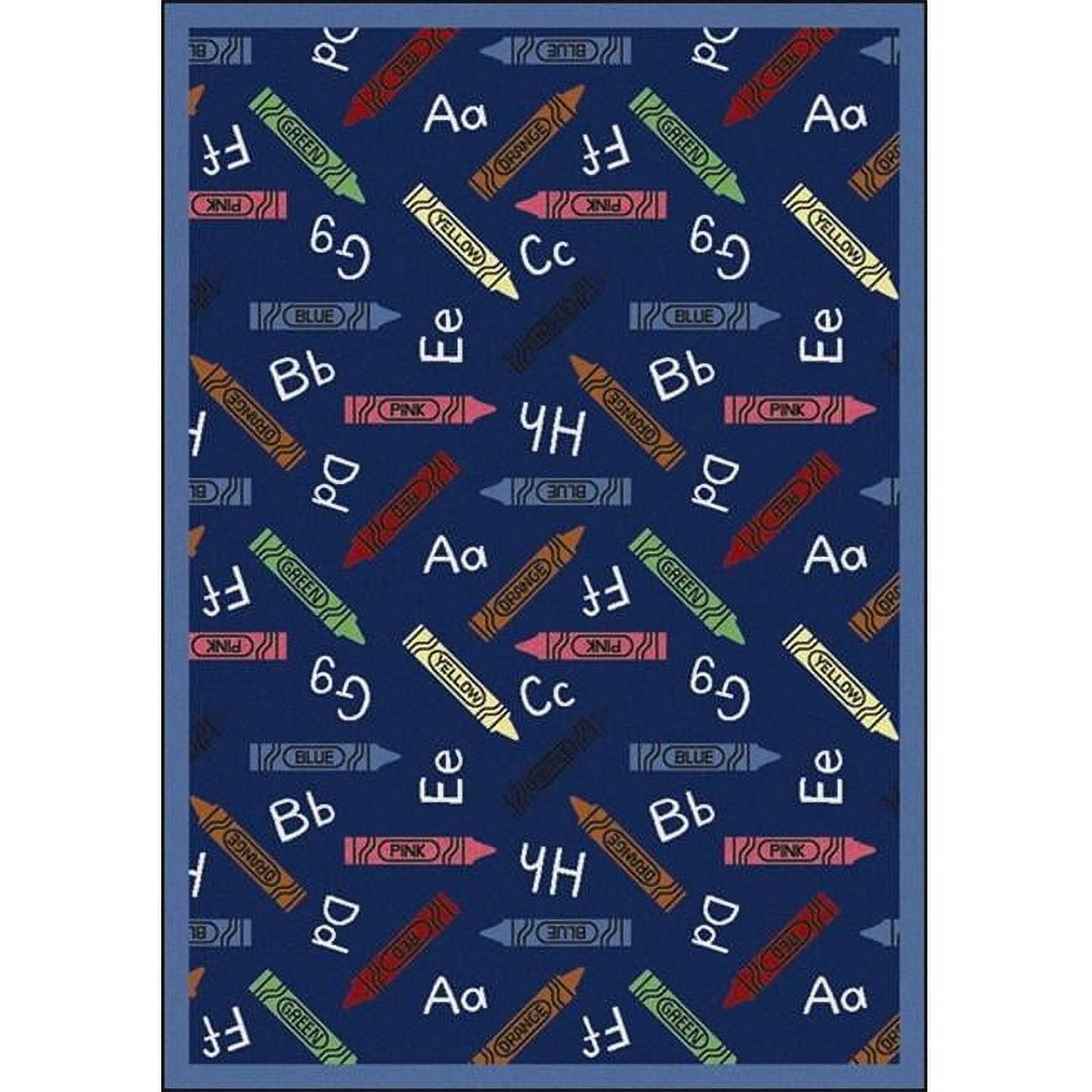 Crayons Blue 3 ft.10 in. x 5 ft.4 in. WearOn Nylon Machine Tufted- Cut ...