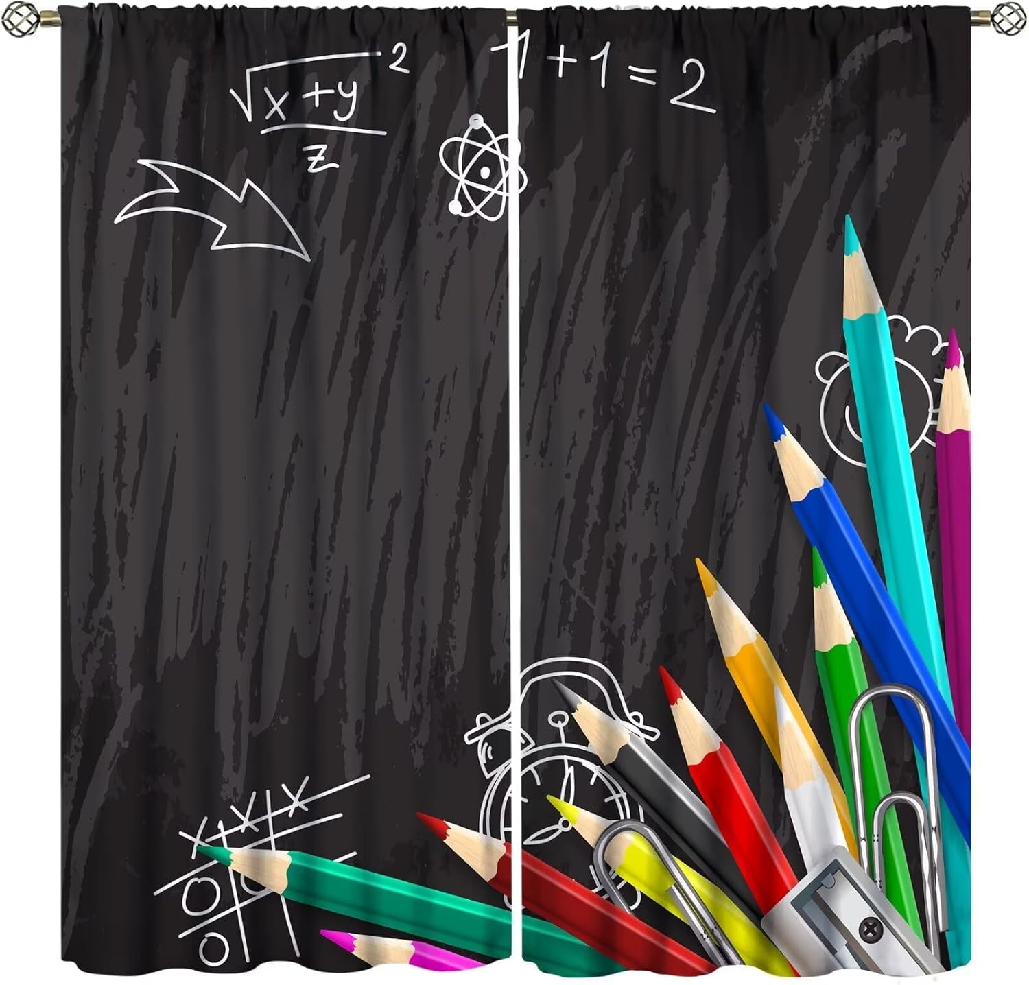 Crayons Curtains Colorful Crayons Chalkboard Student Design Theme ...