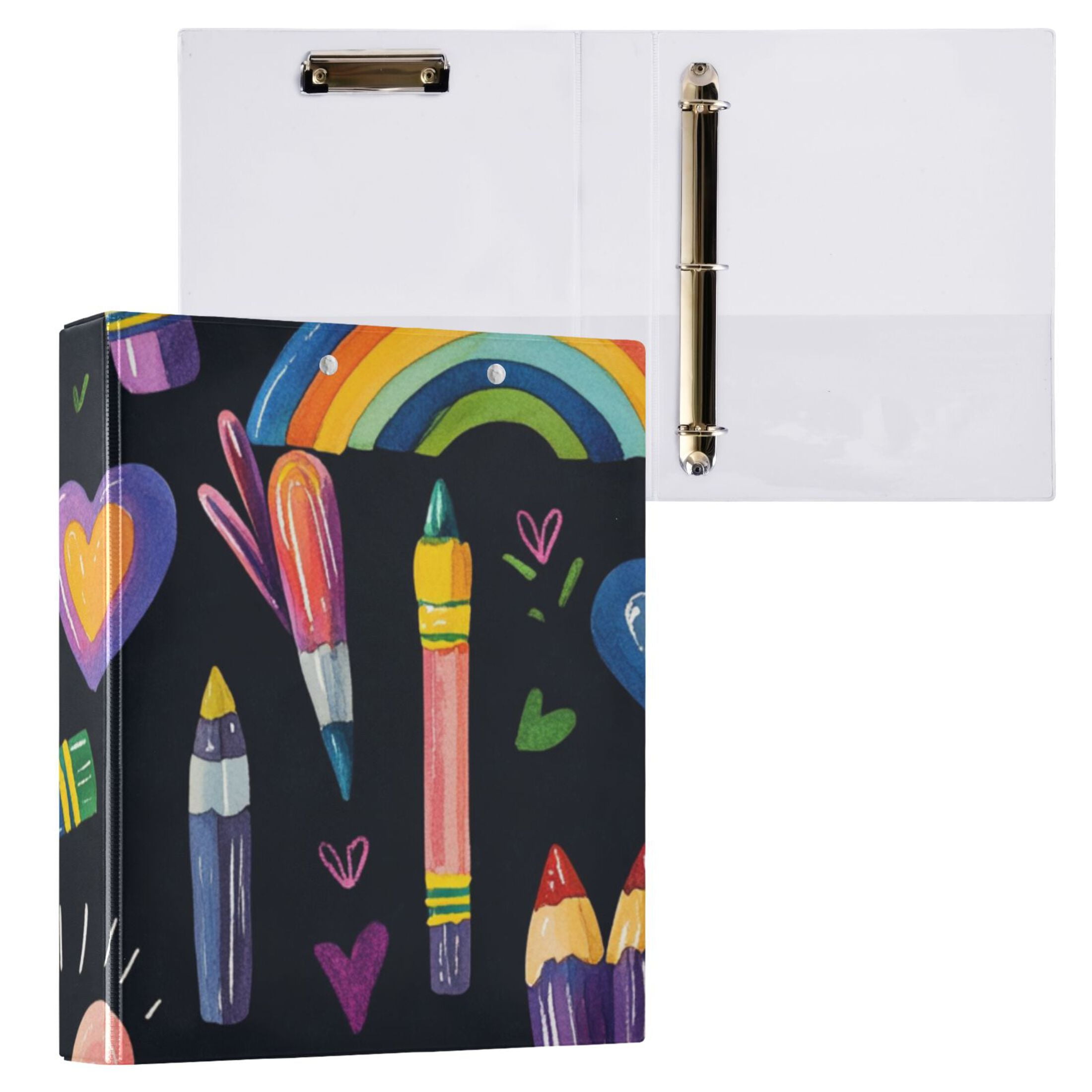 Crayons Rainbows 3 Ring Binders 1.5 inch Hardcover File Folders with ...