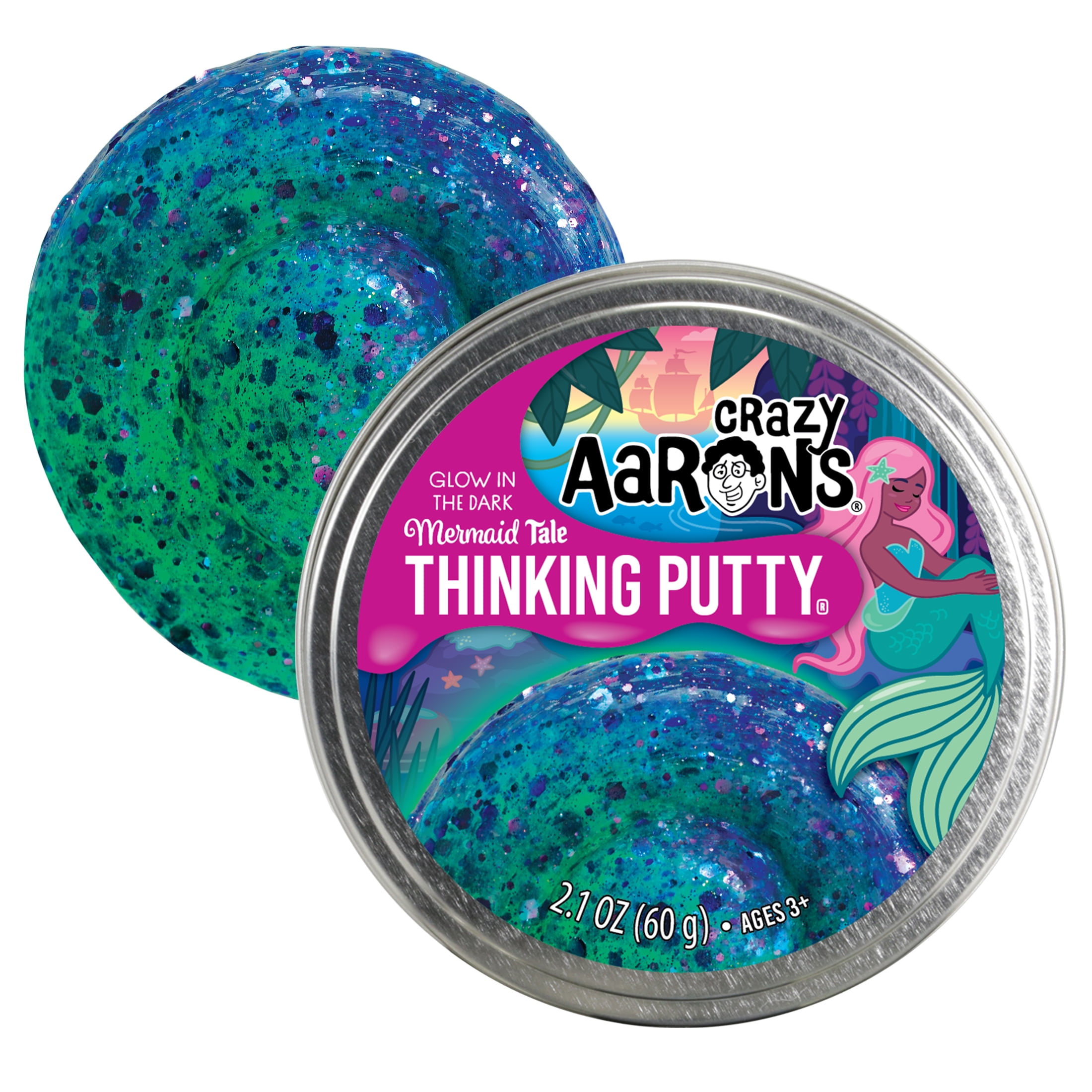 Crazy Aaron's Glow In The Dark Mermaid Tale Putty, Sea Green - Walmart.com
