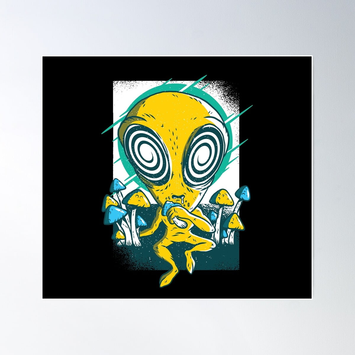 Crazy Alien Mushroom Design Poster Wall Art, Modern Wall Decor For ...