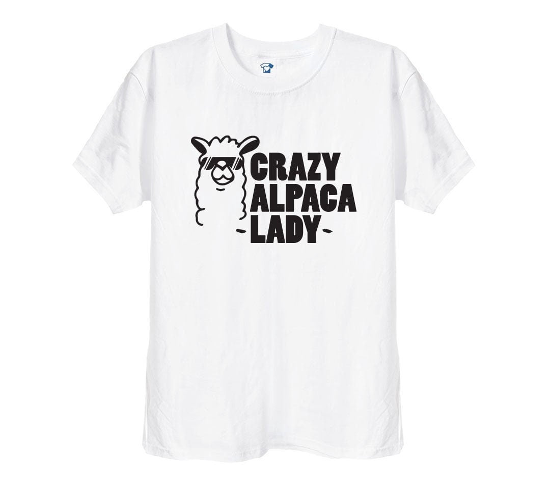 Crazy Alpaca Lady Funny T Shirt, Cute Alpacas Womens Llama Breeder Gift ...