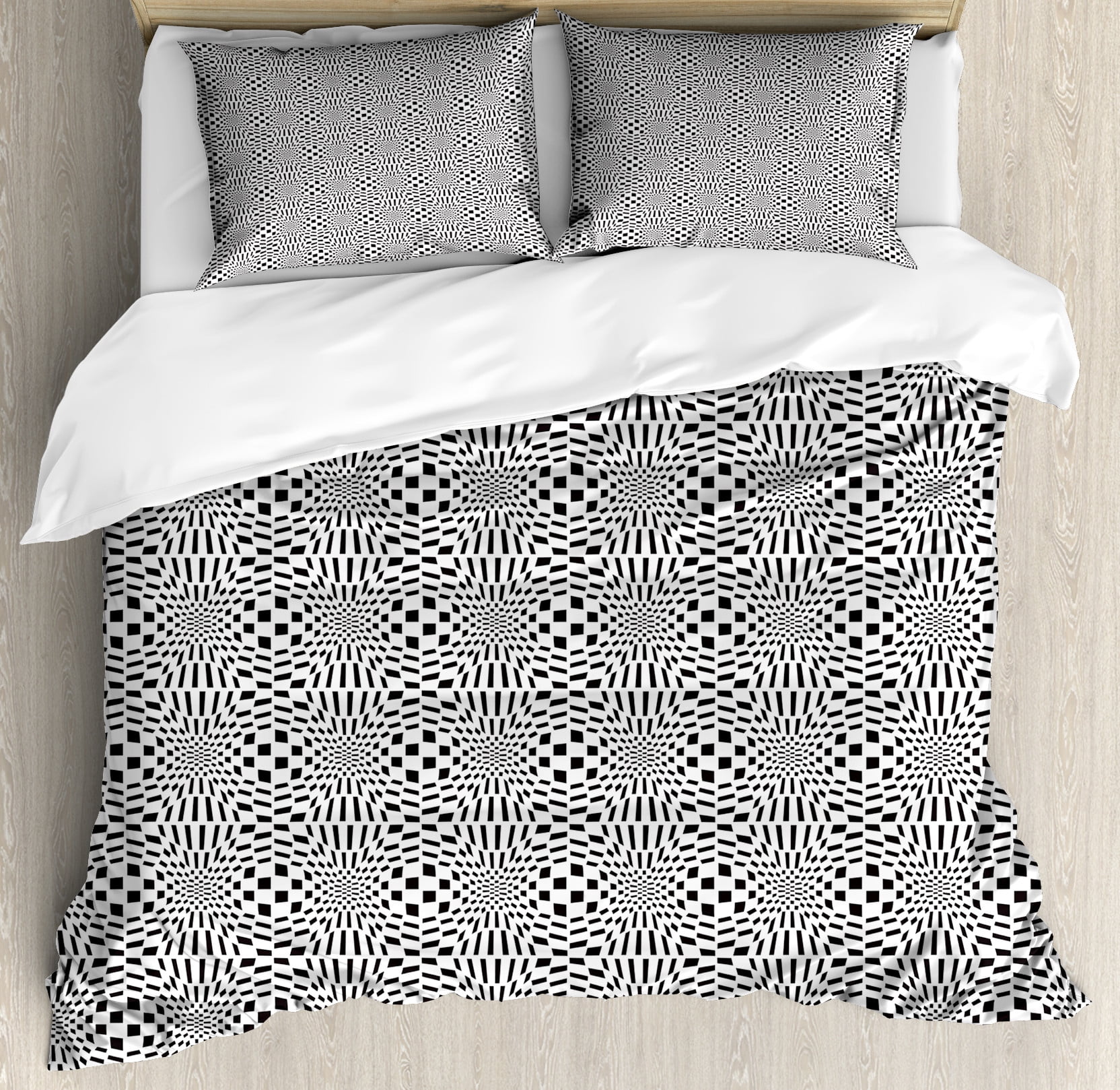 Crazy Art Duvet Cover Set, Composition of Quirky Squares Going Inwards ...
