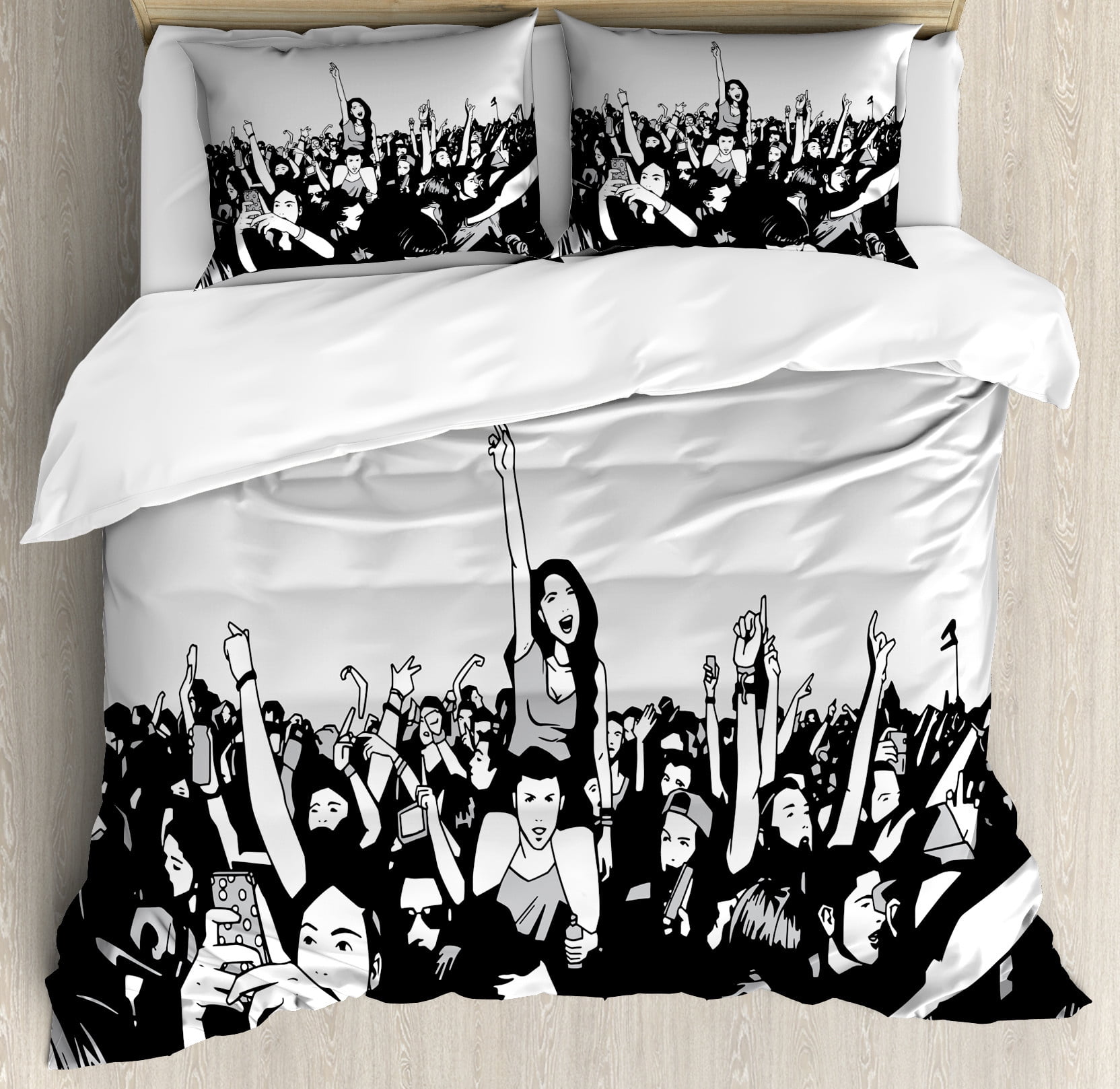 Crazy Art Duvet Cover Set, Festival Themed Pattern of a Crowd Having ...