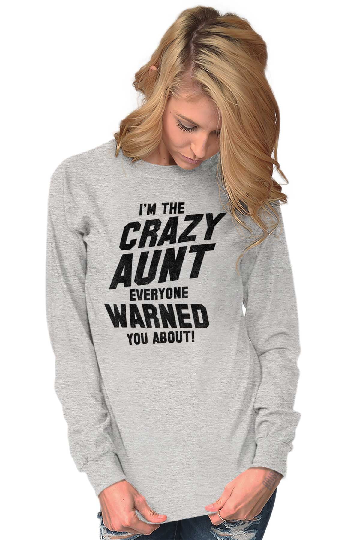 Crazy Aunt Funny Fave Auntie Present Women Plus Size Long Sleeve ...