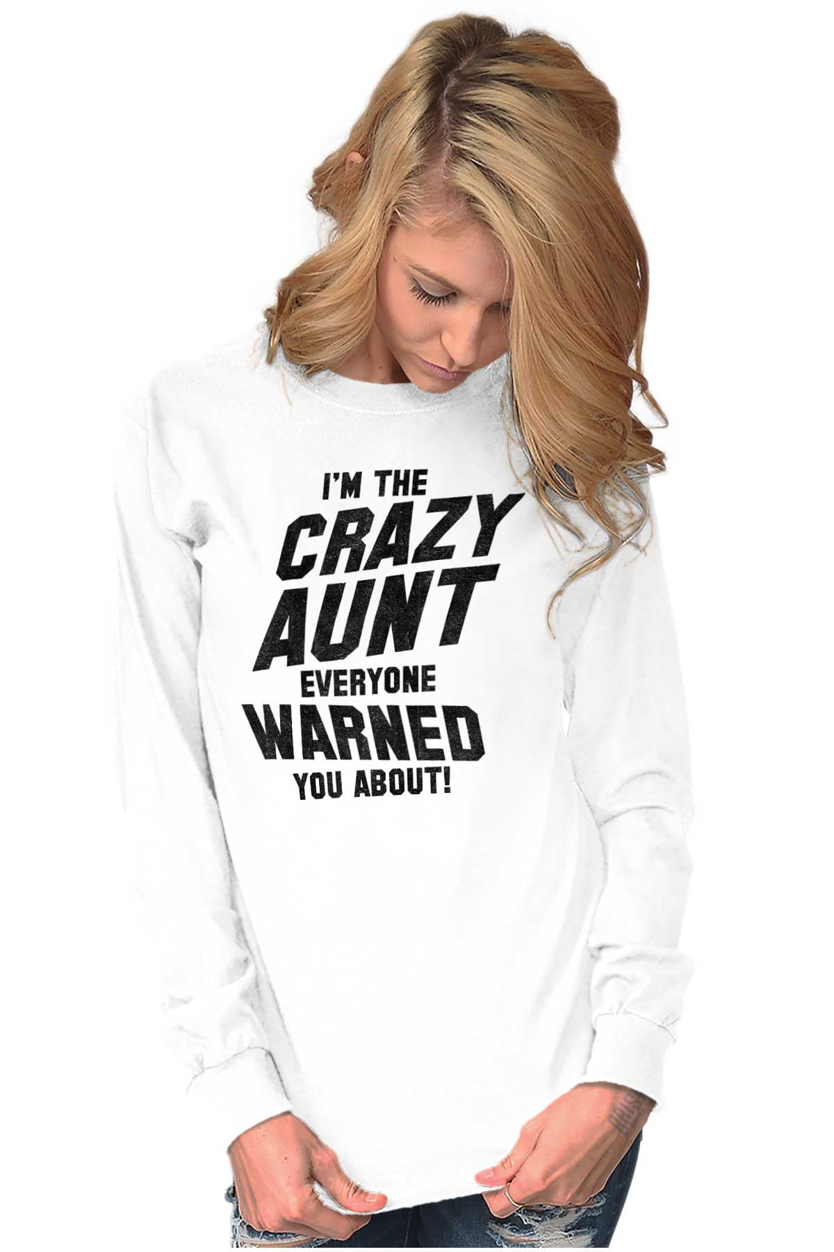 Crazy Aunt Funny Fave Auntie Present Women Plus Size Long Sleeve Tee ...