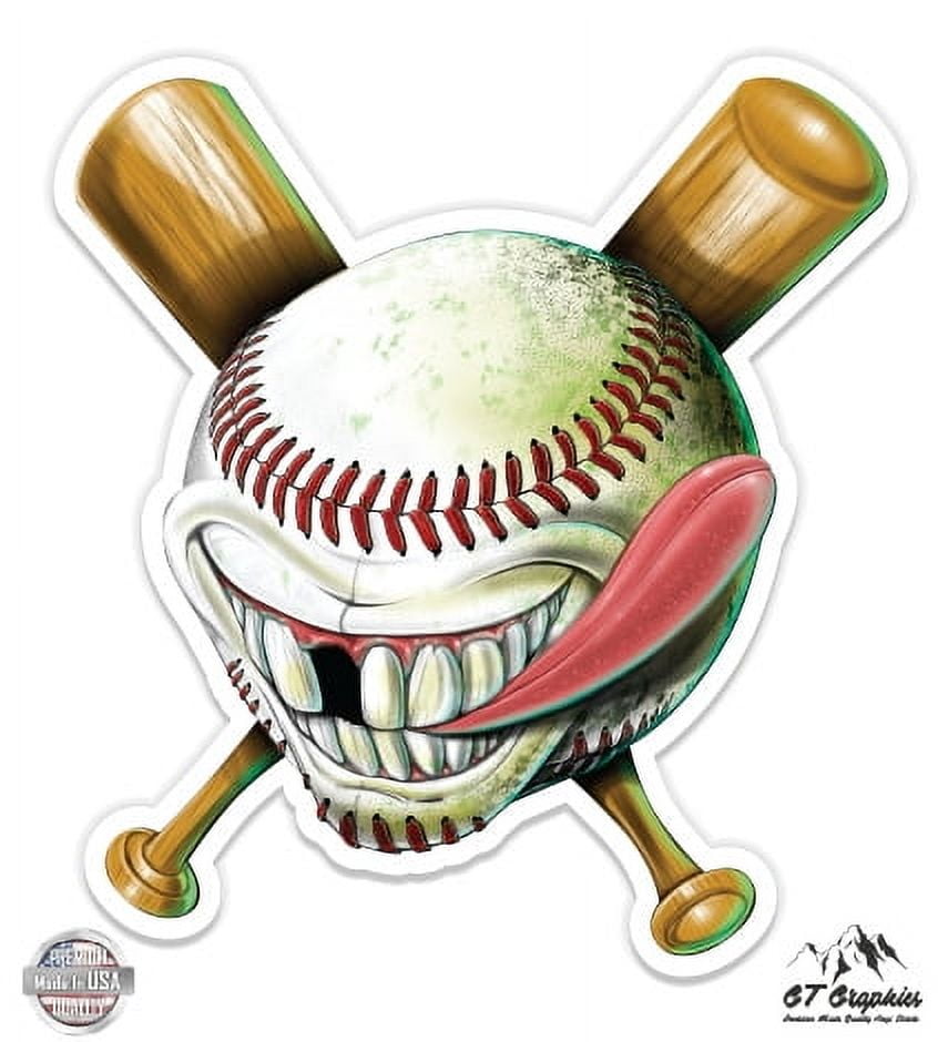 Crazy Baseball - 3" Vinyl Sticker - For Car Laptop I-Pad Phone Helmet ...