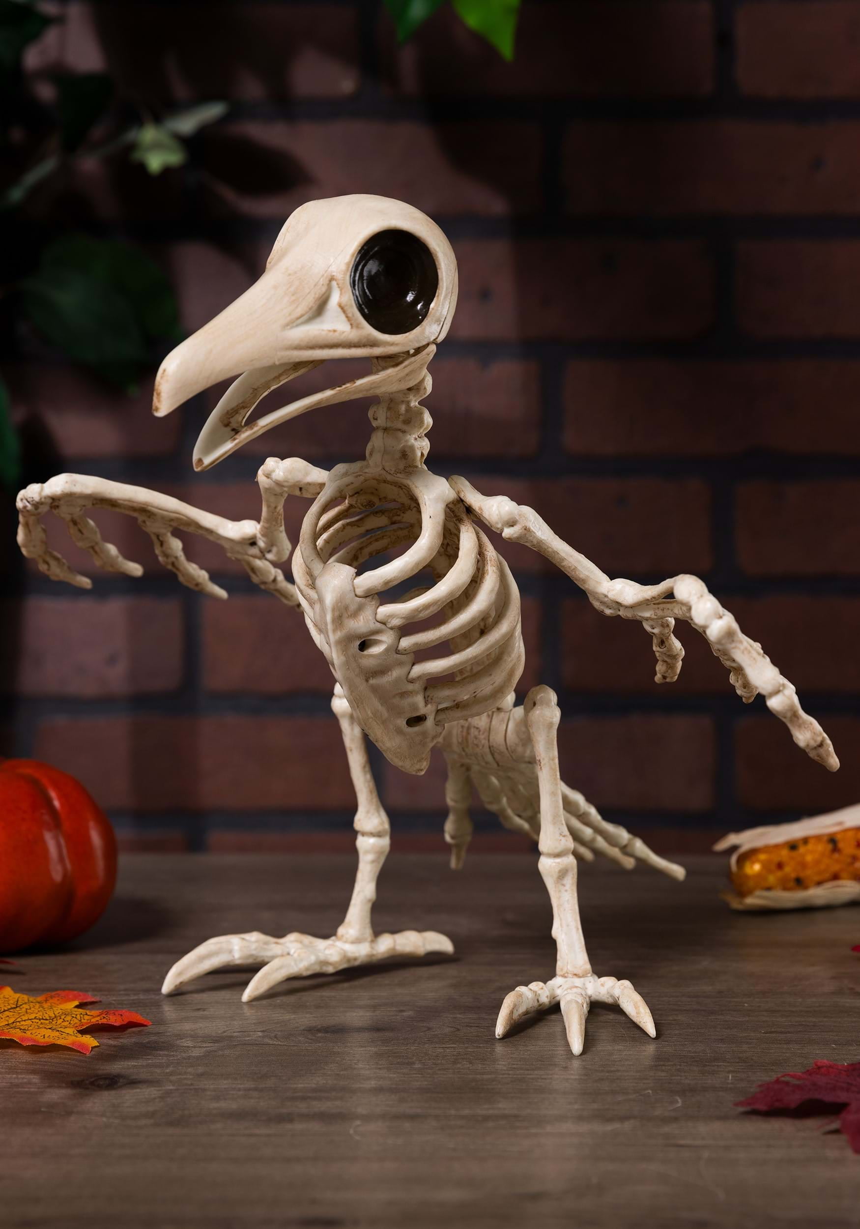 Crazy Bonez Creepy Skeleton Raven 10" Movable Head Spooky Bird Seasons ...