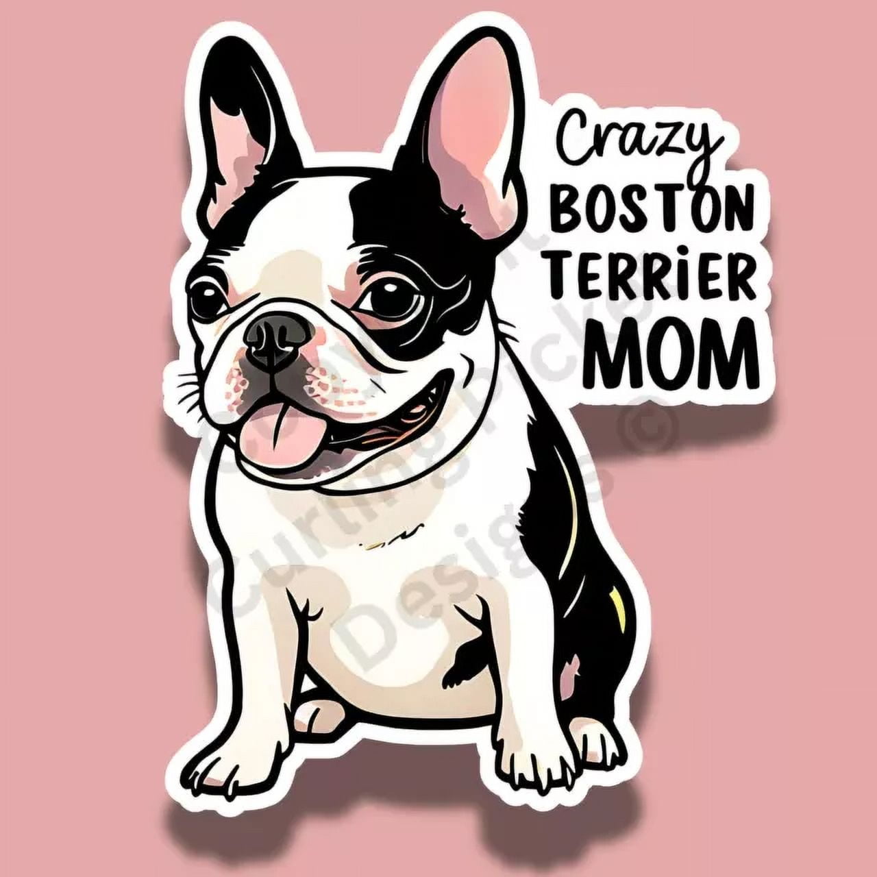 Crazy Boston Terrier Mom Dog Breed Cute Sticker Phone Decal Water ...