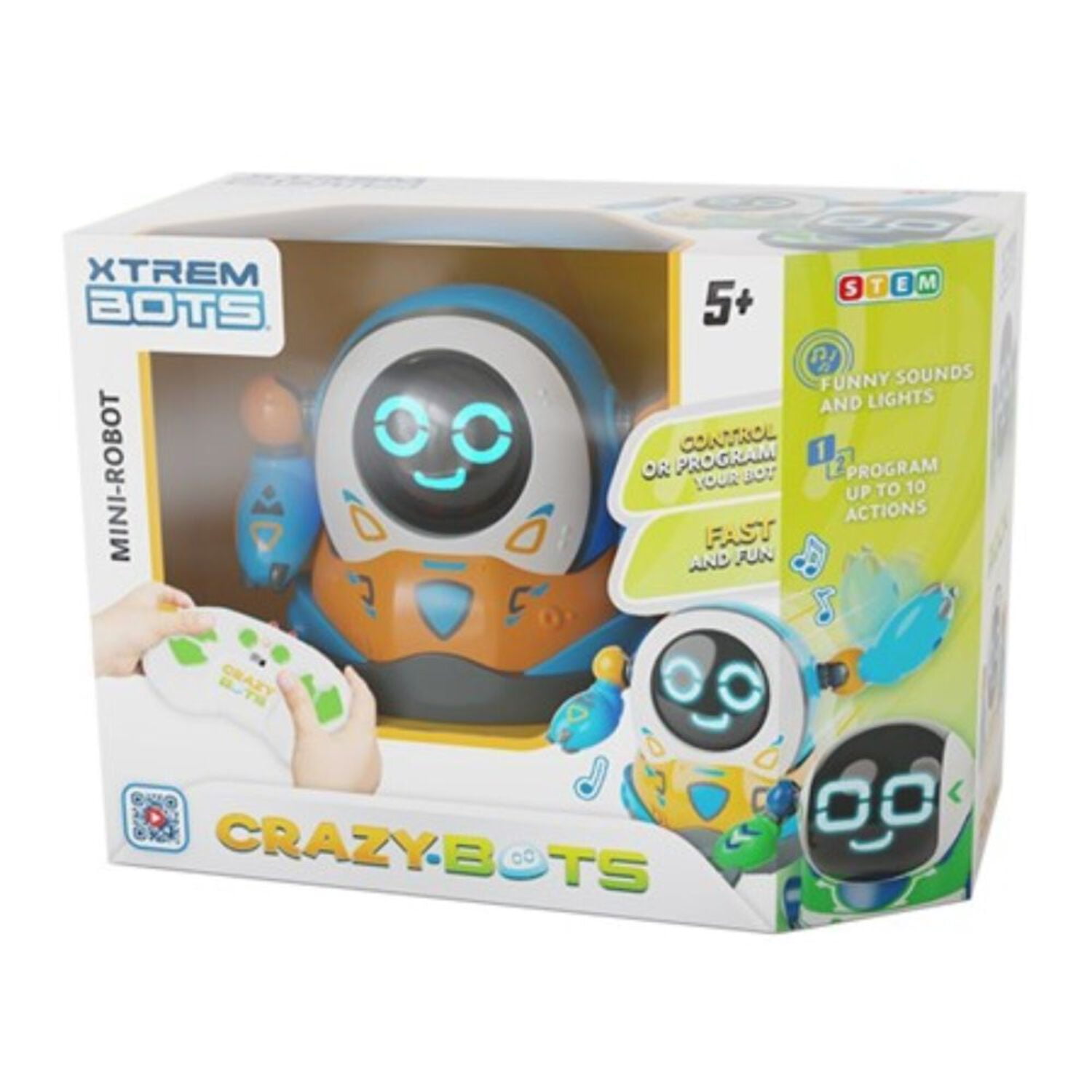 Crazy Bots Roll Robot Toy, Infrared Remote Control, Lights, Sounds, Programmable Actions ...