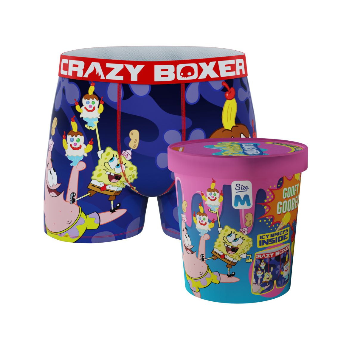CRAZYBOXER Men's Underwear SpongeBob Face Box Non-slip waistband Soft ...