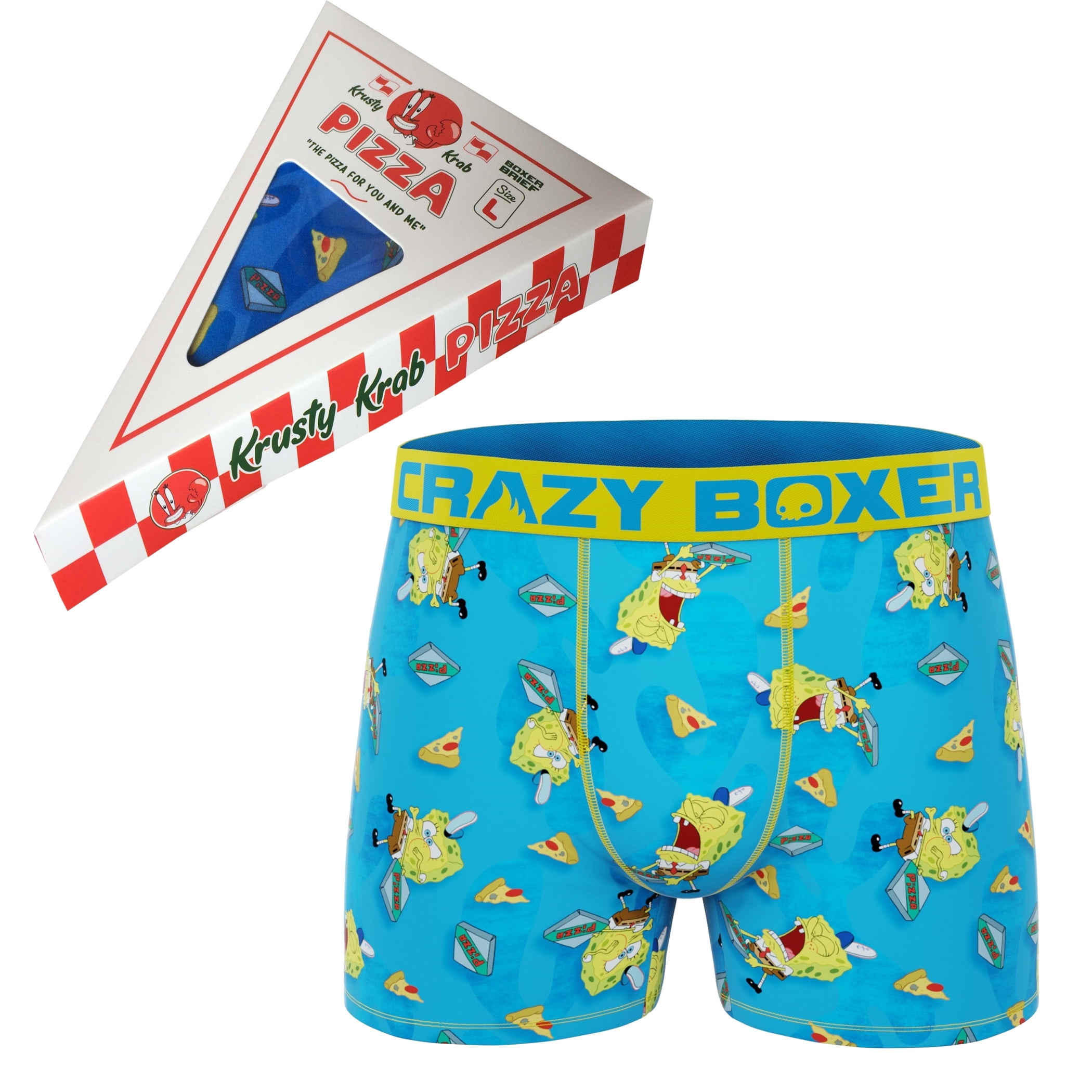 Crazy Boxer SpongeBob SquarePants Boxer Briefs in Pizza Box-Large ...