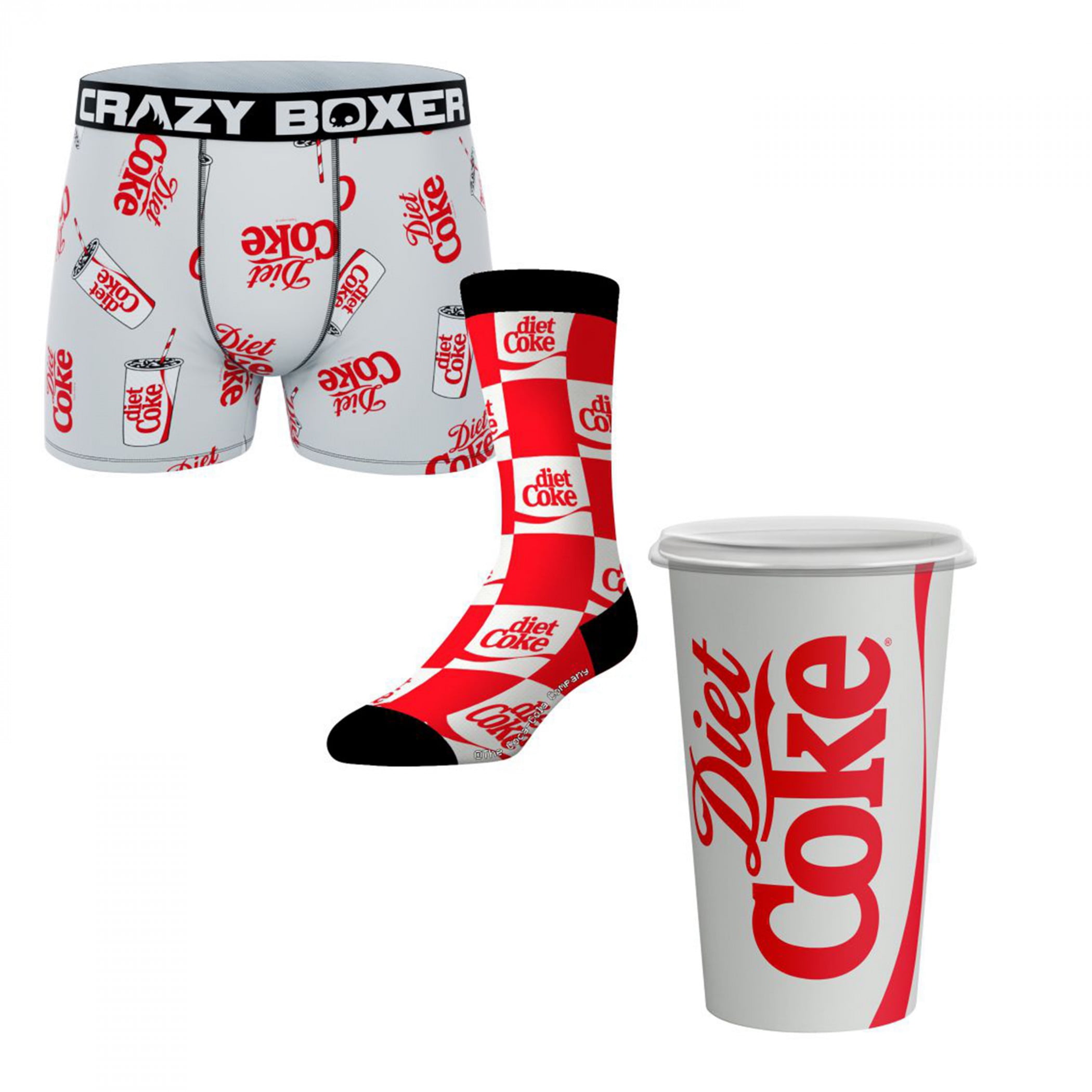 Crazy Boxers Coca-Cola Diet Coke Men's Boxer Briefs and Socks Cup Set ...