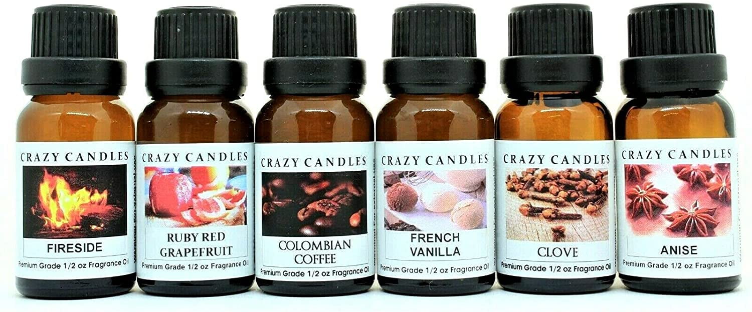 Crazy Candle 6 Bottles Set Fireside, Ruby Red Grapefruit, Colombian ...