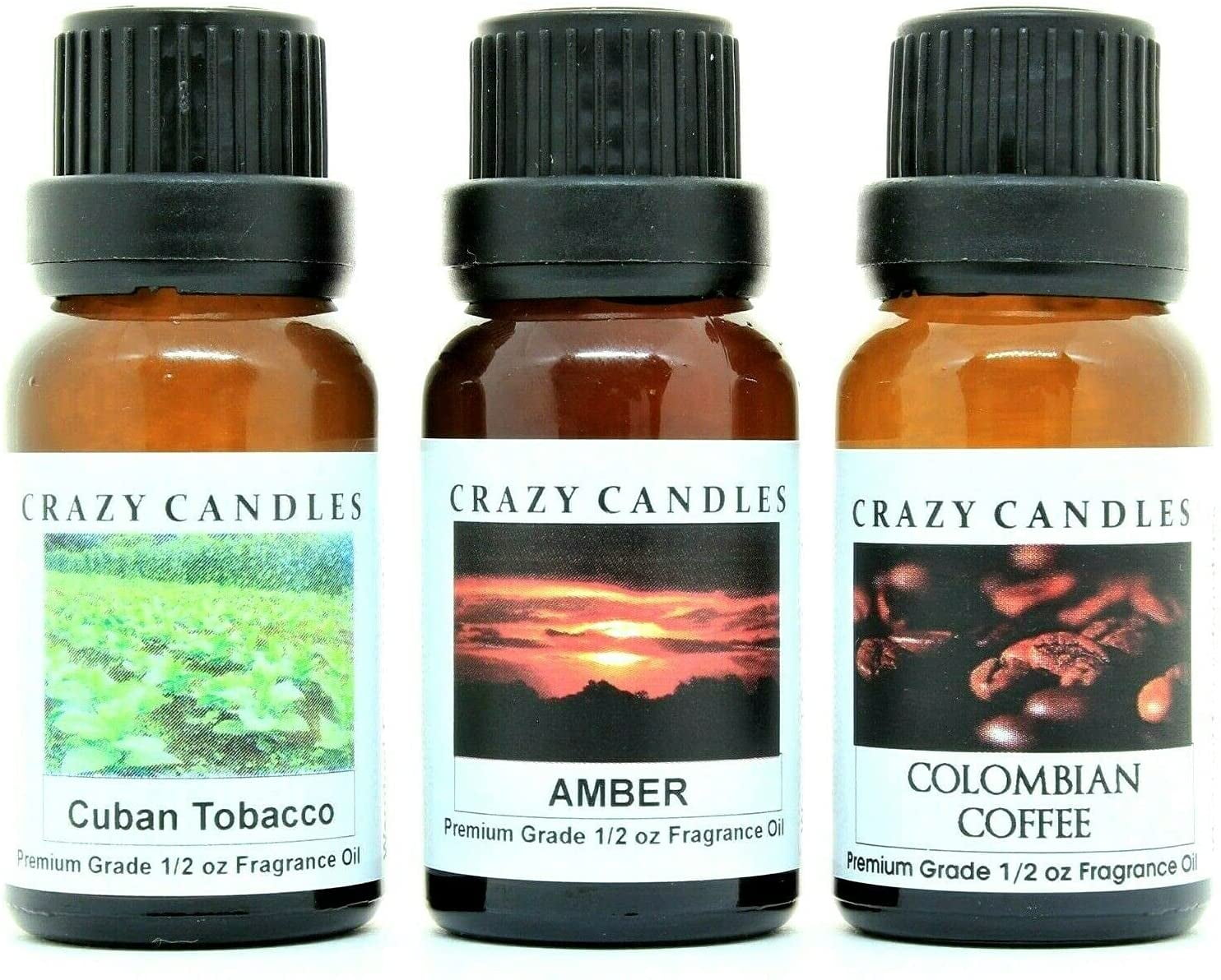 Crazy Candles 3 Bottles Set, 1 Amber, 1 Cuban Tobacco, 1 Colombian ...