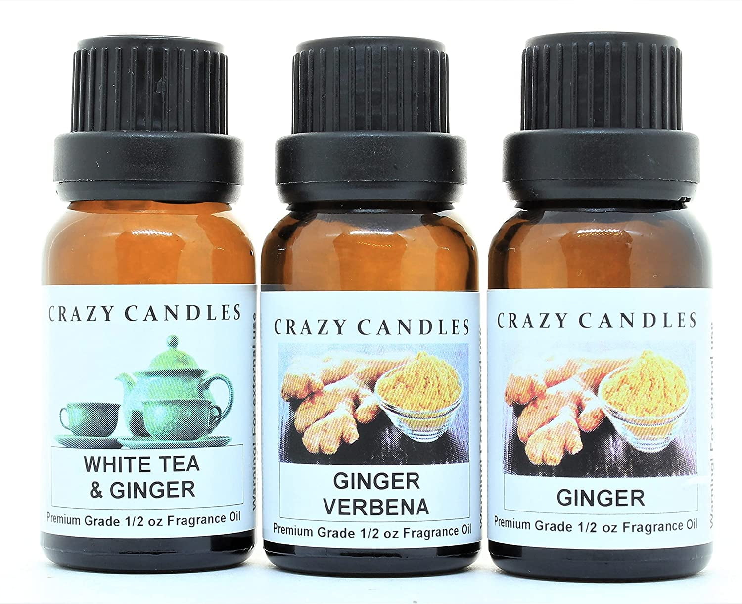 Crazy Candles 3 Bottles Set, 1 White Tea & Ginger, 1 Ginger, 1 Ginger ...