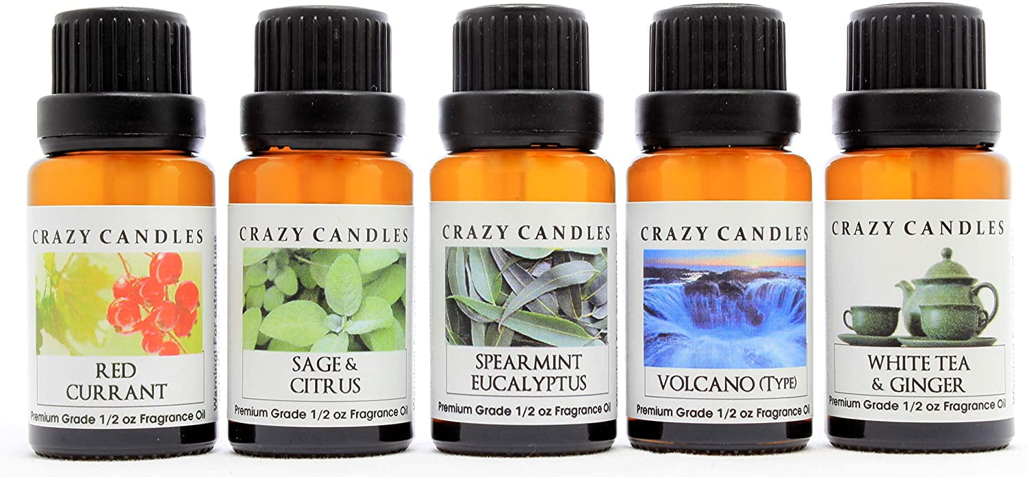 Crazy Candles Aromatherapy Essence Scented 5 Bottle Set, Premium Grade ...