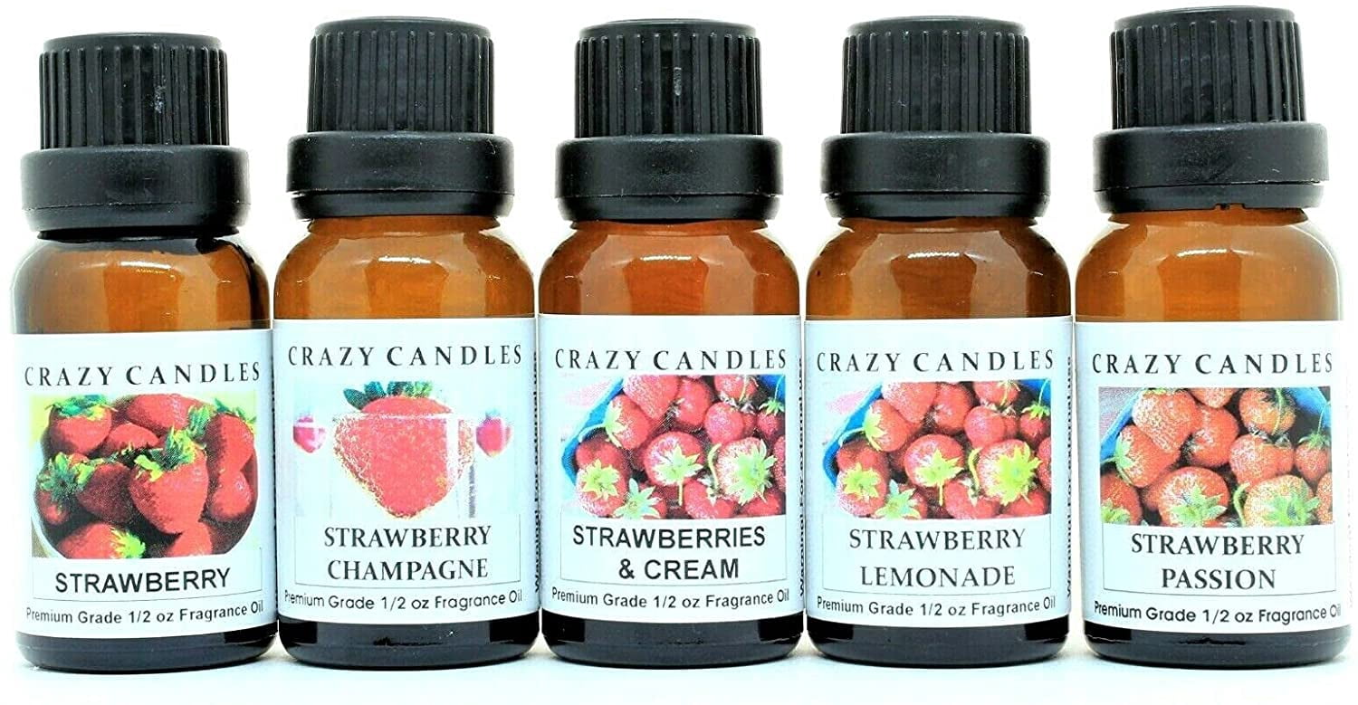 Crazy Candles 5 Bottles Set: 1 Strawberry, 1 Strawberry Champagne, 1 ...