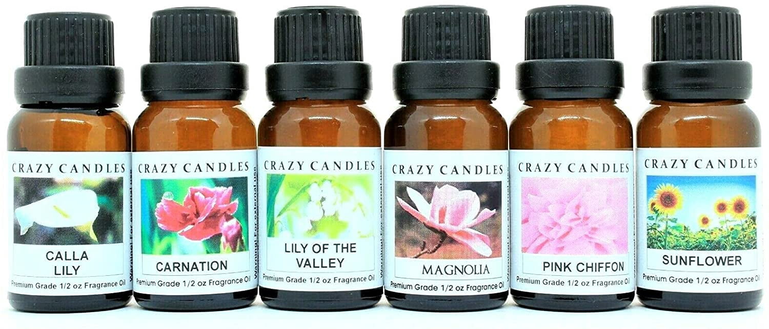 Crazy Candles 6 Bottles Set, 1 Calla Lily, 1 Carnation, 1 Lily of The ...