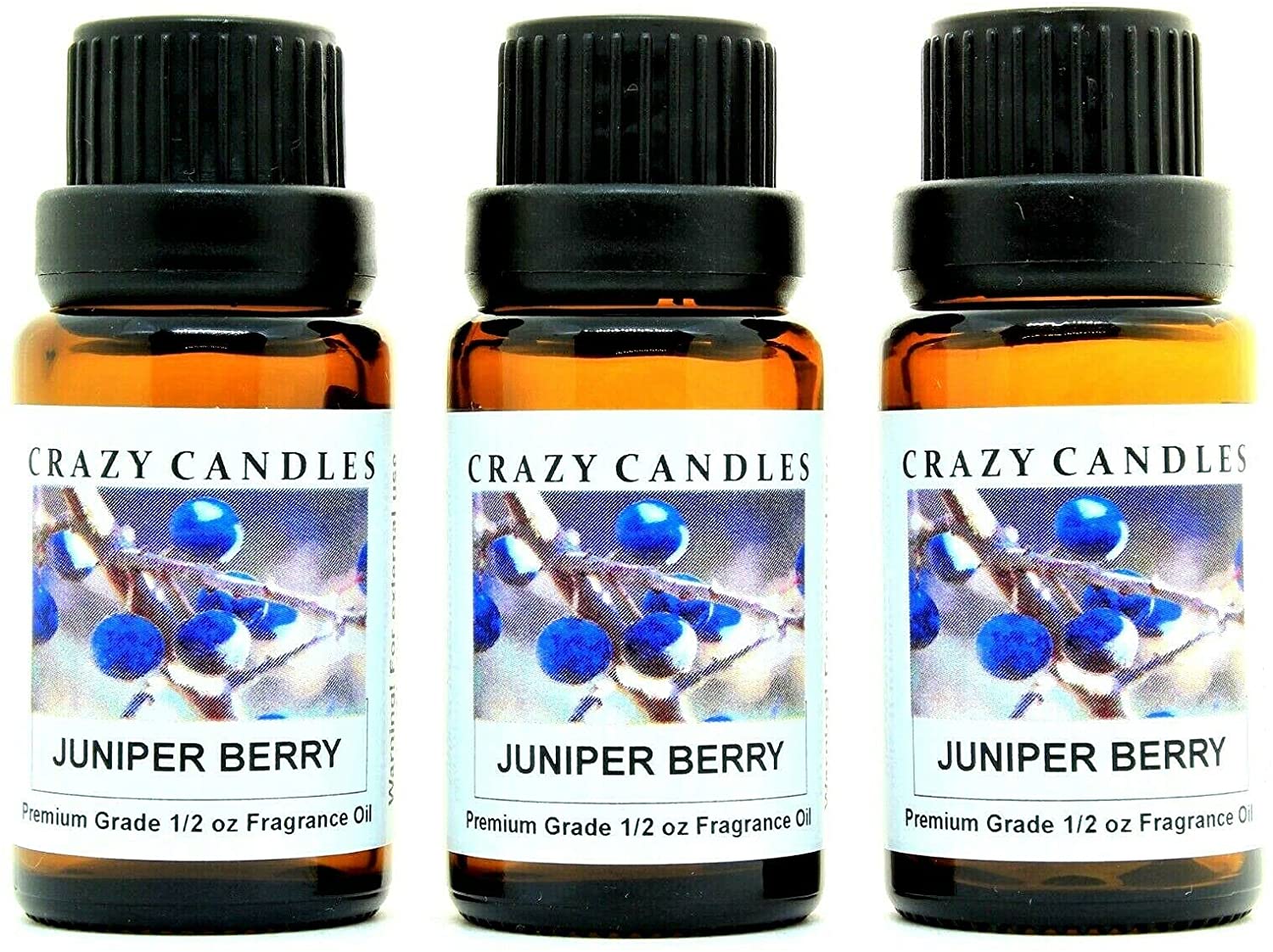 Crazy Candles Juniper Berry 3 Bottles 1/2 Fl Oz Each (15ml) Premium ...