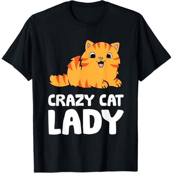 Crazy Cat Lady Pet Women Cat T-Shirt- Classic Unisex 100% Cotton Crew ...