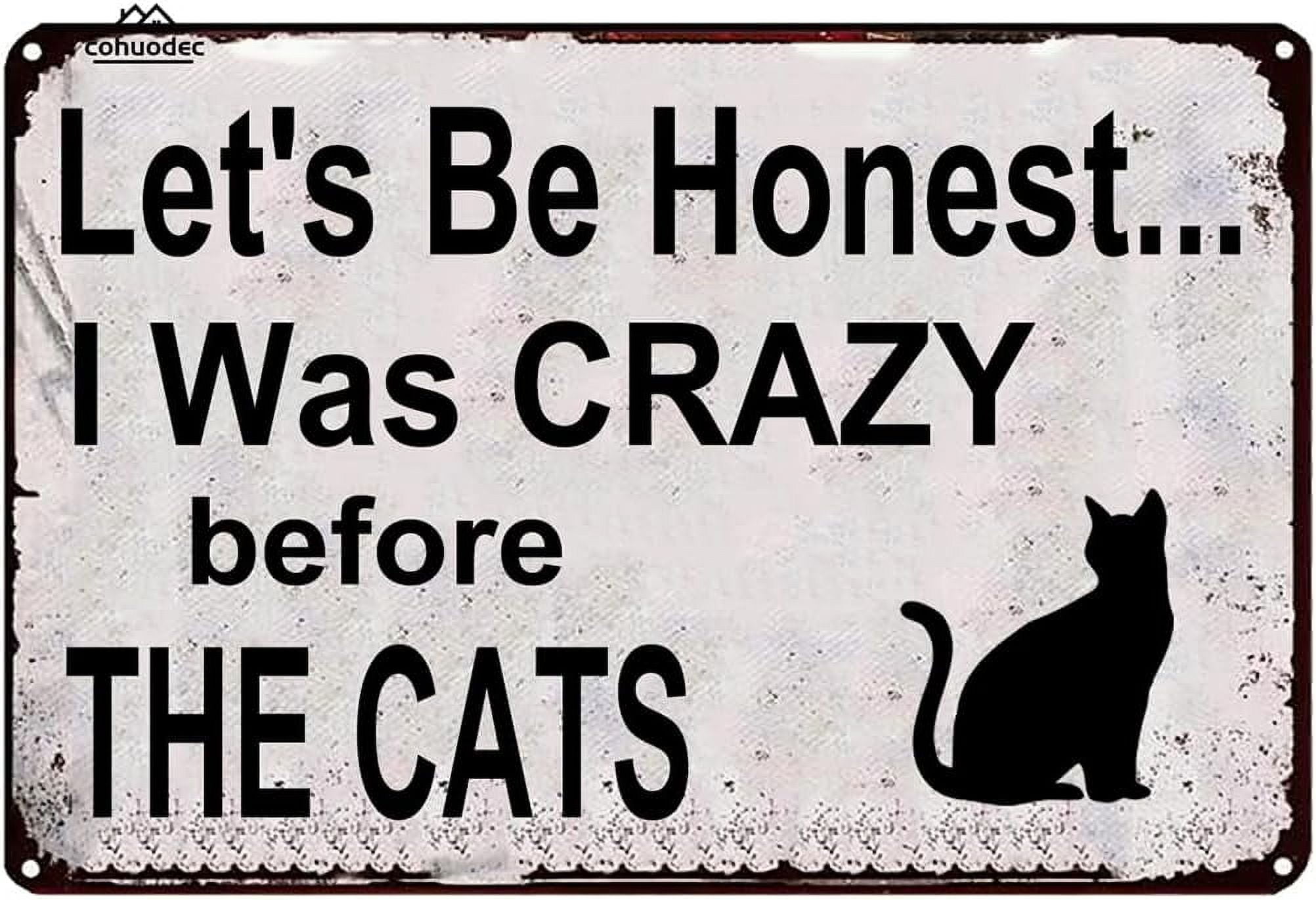 Crazy Cat Lady Sign, Let's Be Honest, Funny Cat Decor, Cat Humor ...