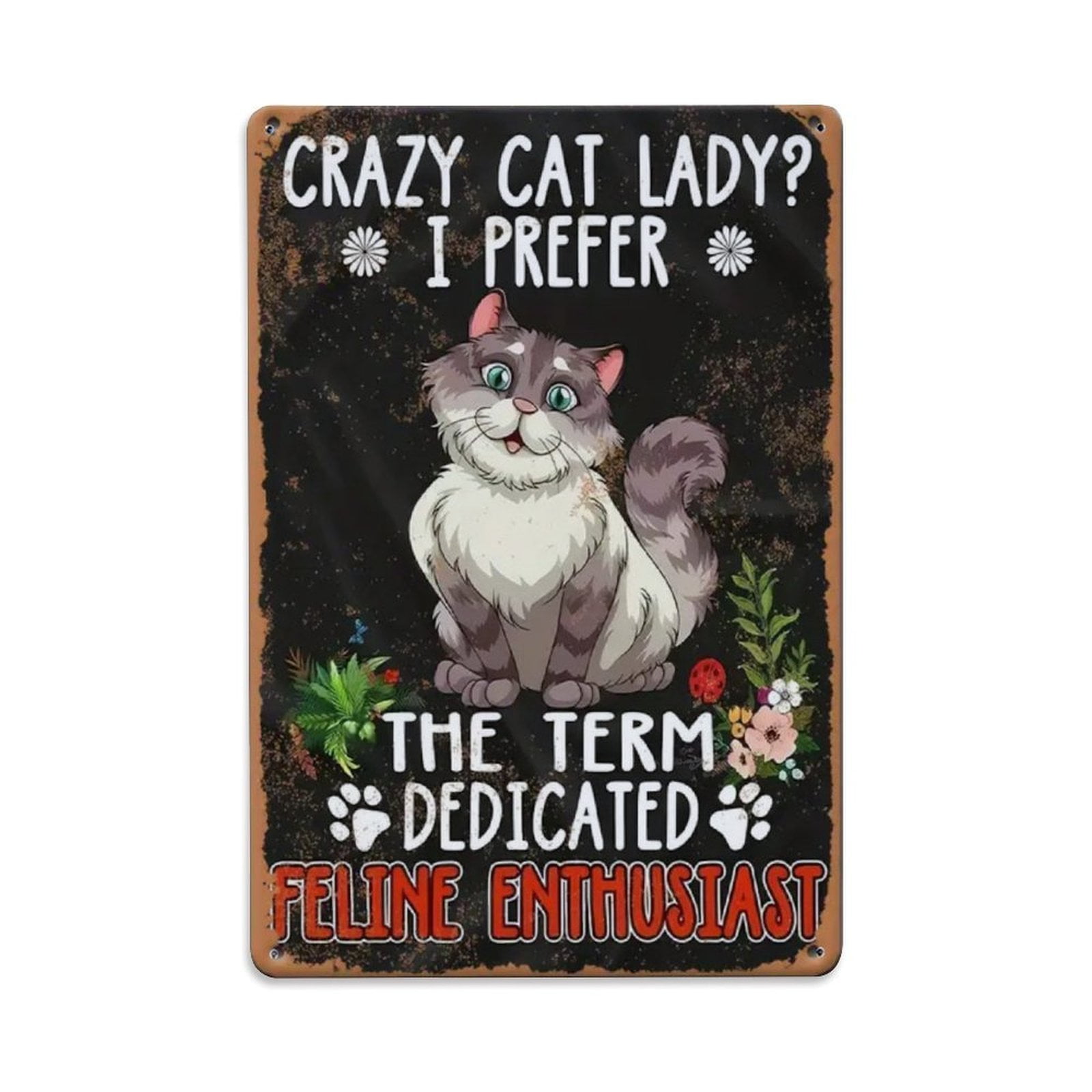 Crazy Cat Lady Tin Sign Vintage Metal Sign Office Living Room Bar ...