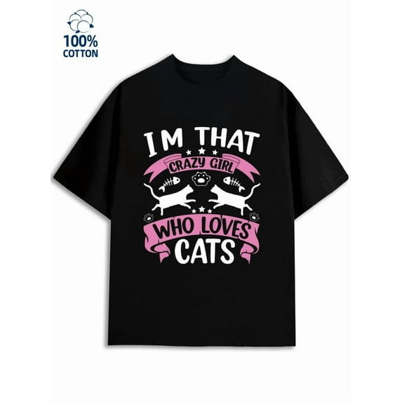 Crazy Cat Lady for men funny humor 180G 100% Cotton black husband work ...