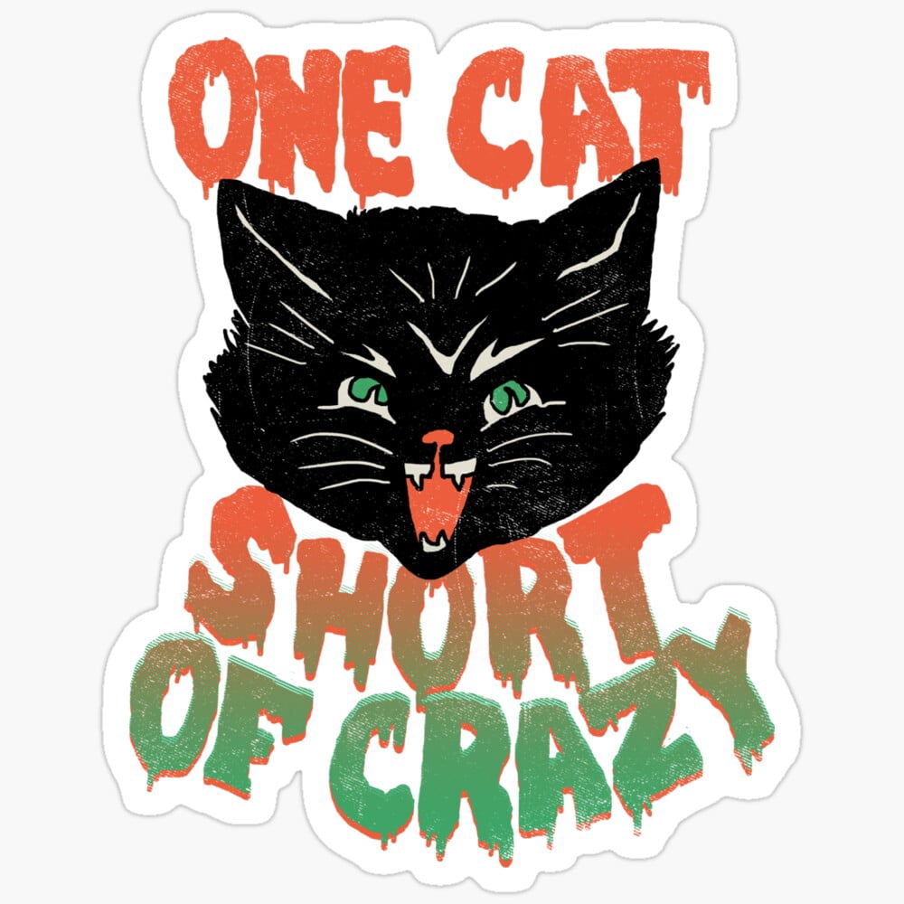 Crazy Cat Sticker Phone Decal Water Bottle Stickers Car Decals, Laptop ...