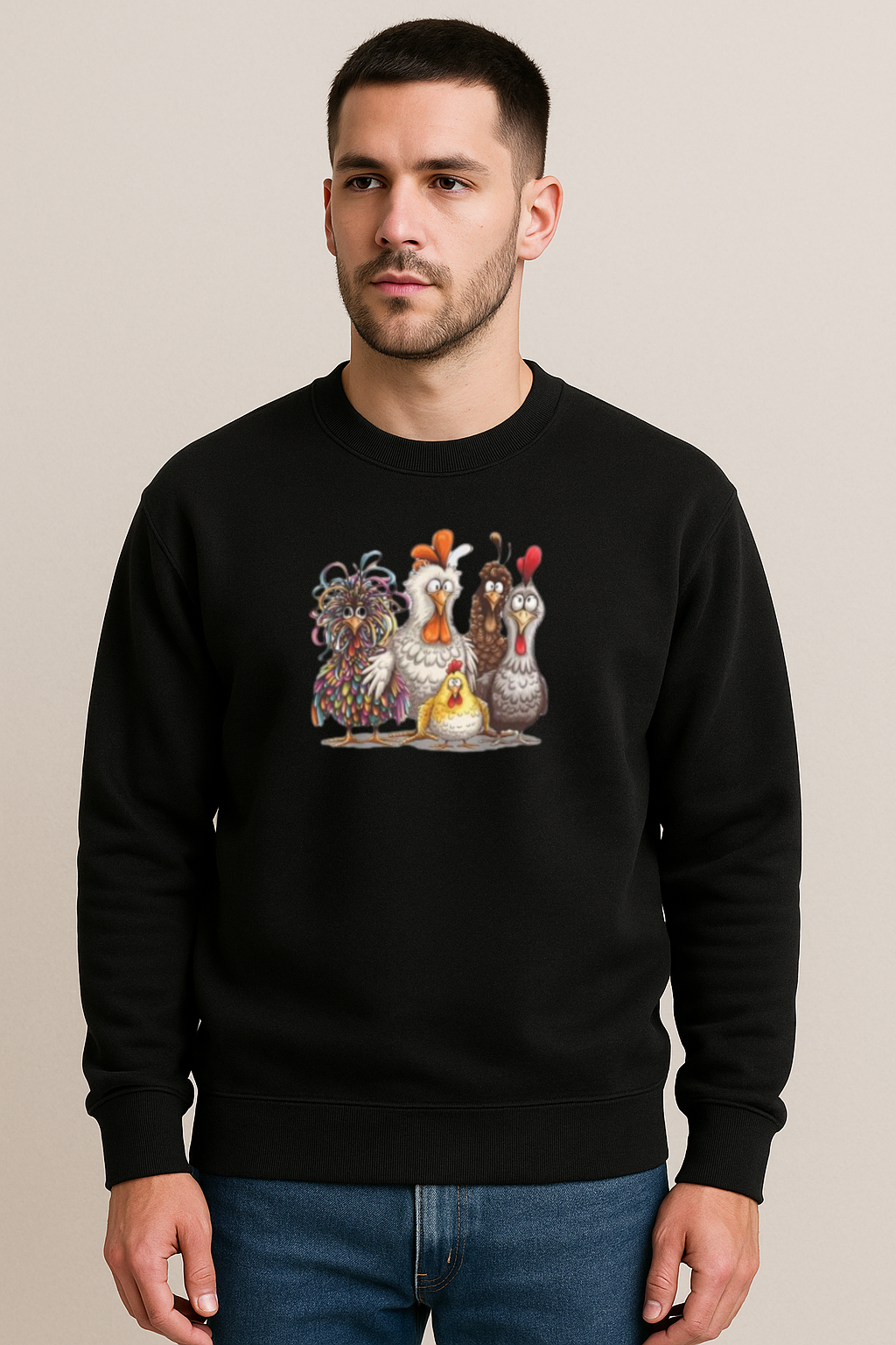 Crazy Chicken Art Funny Farm Life Gift Humor Graphic Print Sweatshirt ...