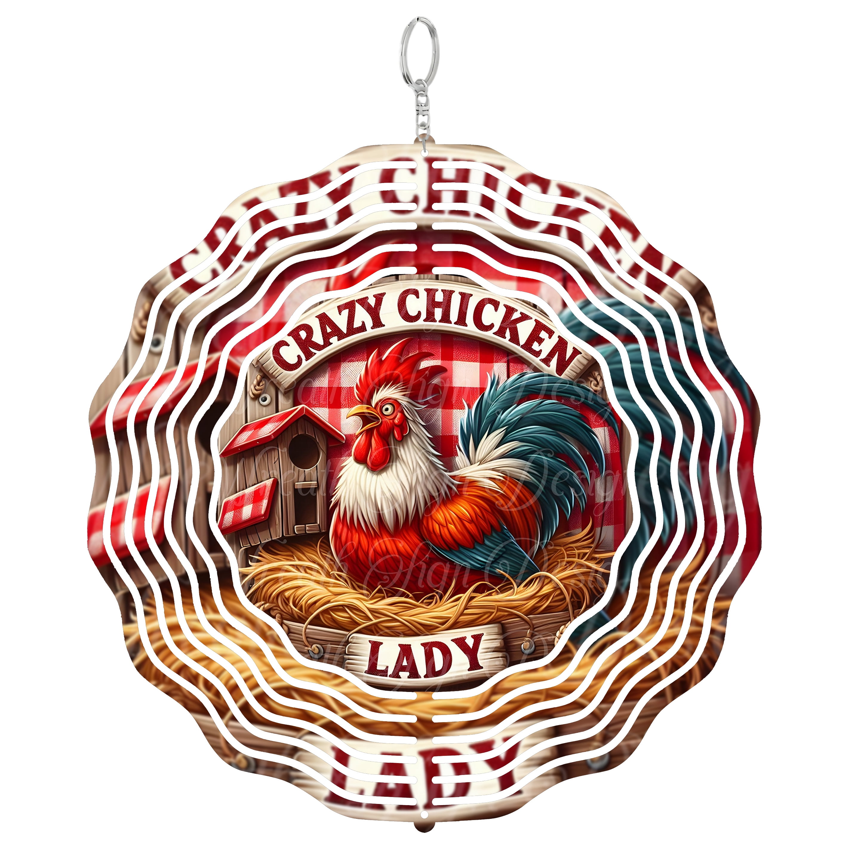 Crazy Chicken Lady 3D Wind Spinner Stainless Steel Kinetic Art Funny ...