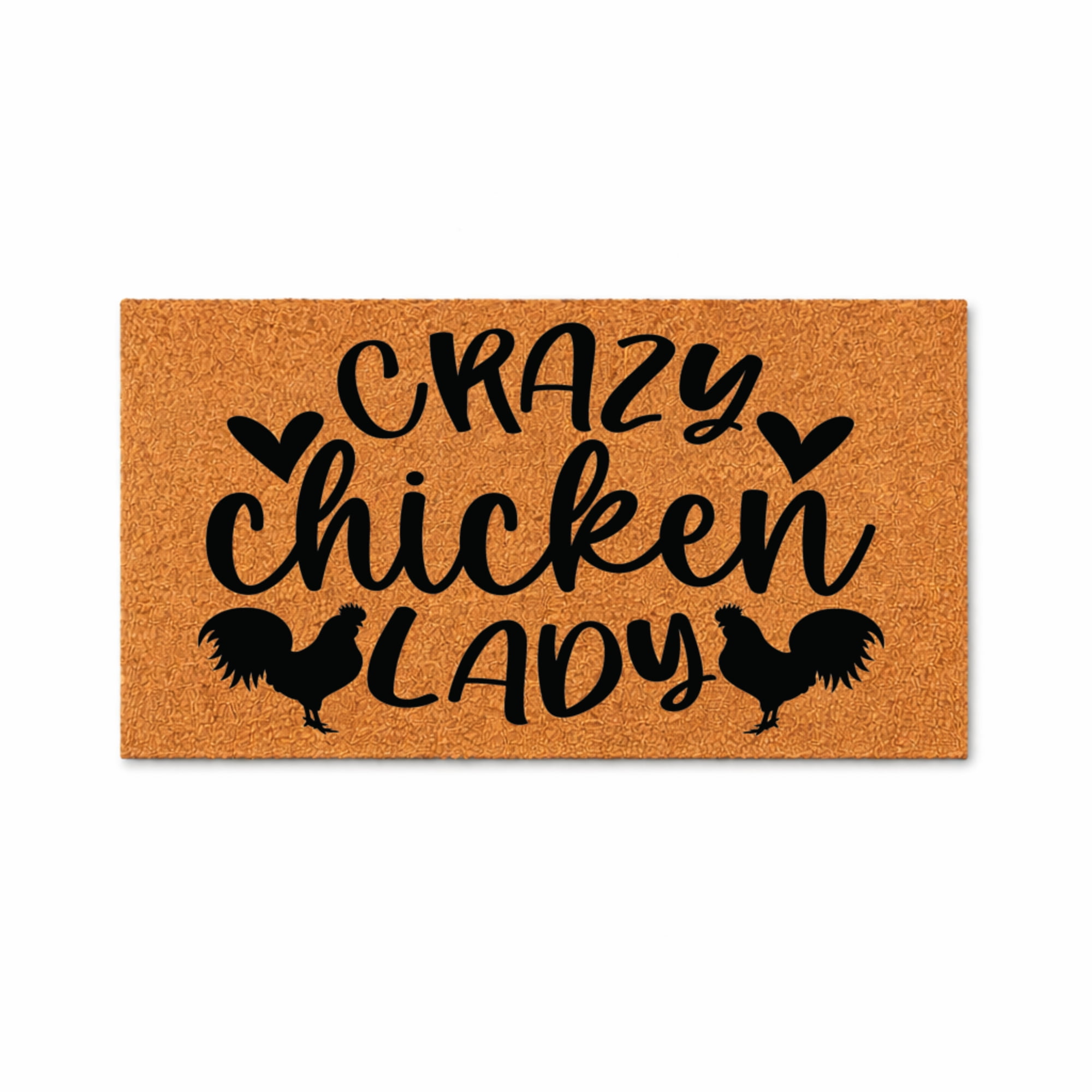 Crazy Chicken Lady, Rooster Silhouette Doormat - Brown Coir PVC Outdoor ...