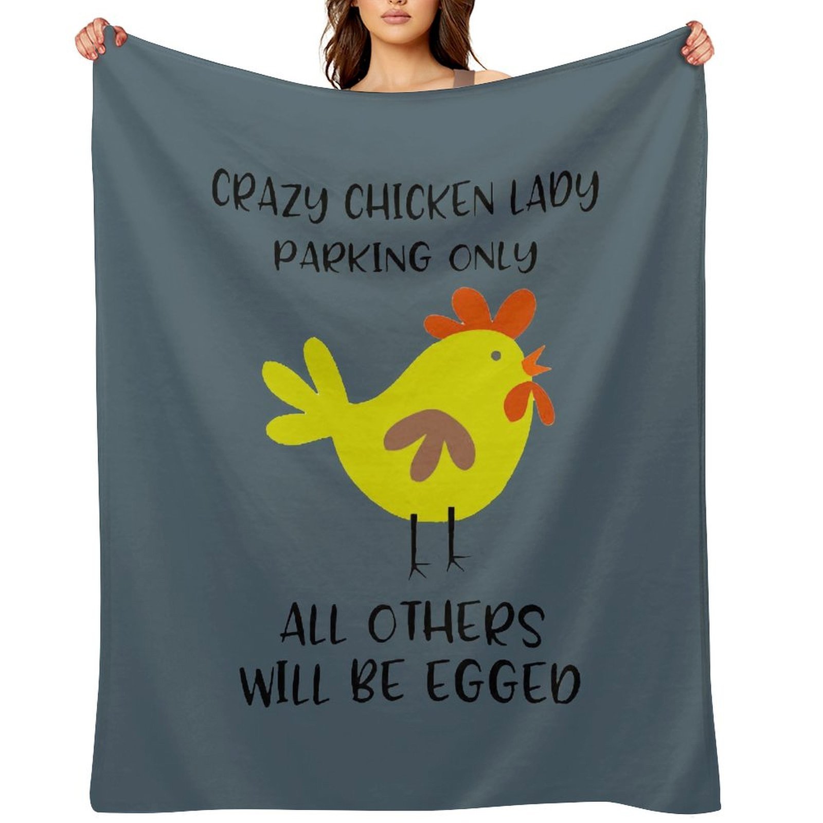 Crazy Chicken Lady Parking Printed Throw Blanket，Kids Adults Soft ...