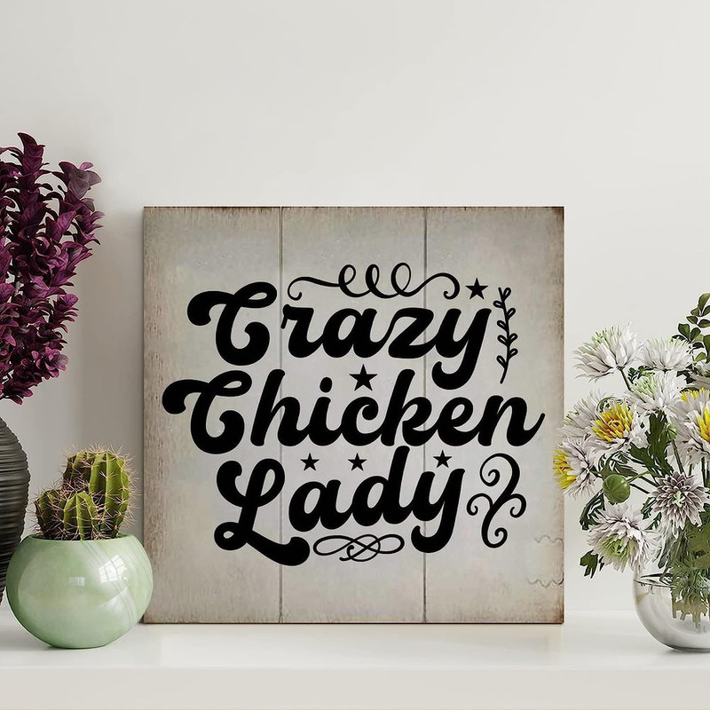 Crazy Chicken Lady Wood Plaque 5x5in Farm Farmhouse Wooden Signs Family ...