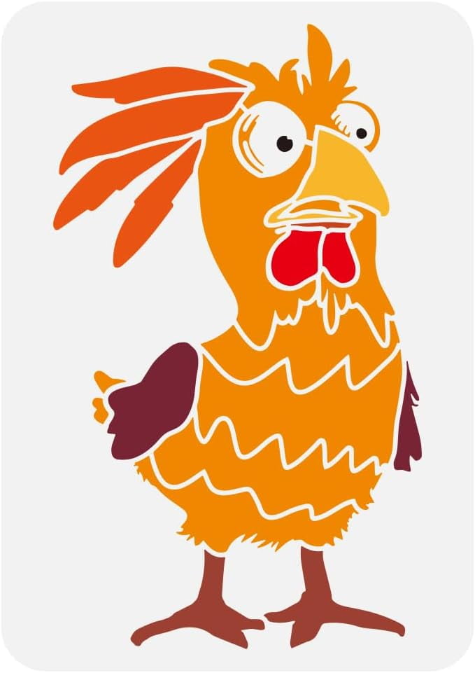 Crazy Chicken Stencil 8.3x11.7inch Plastic PET Reusable Animal Theme ...