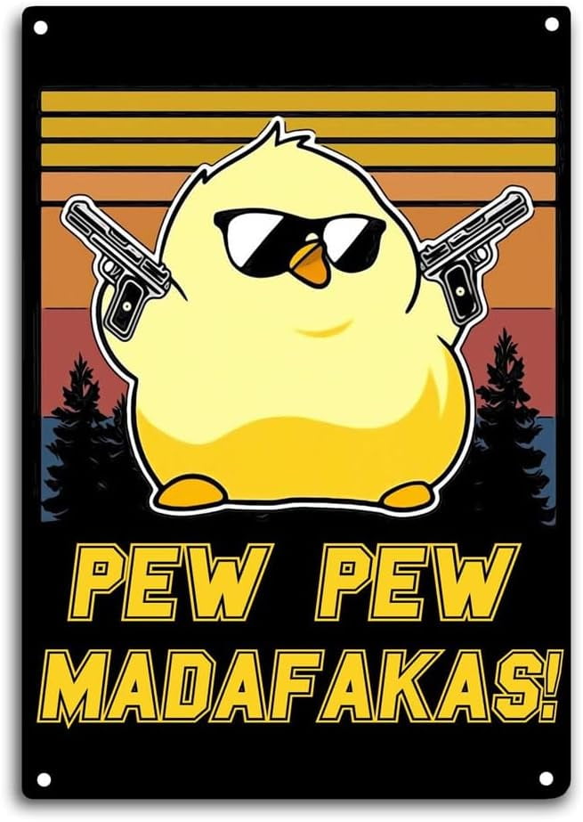 Crazy Chicks Pew Pew Madafakas Sign Metal Tin Signs, Chick Funny Quote ...