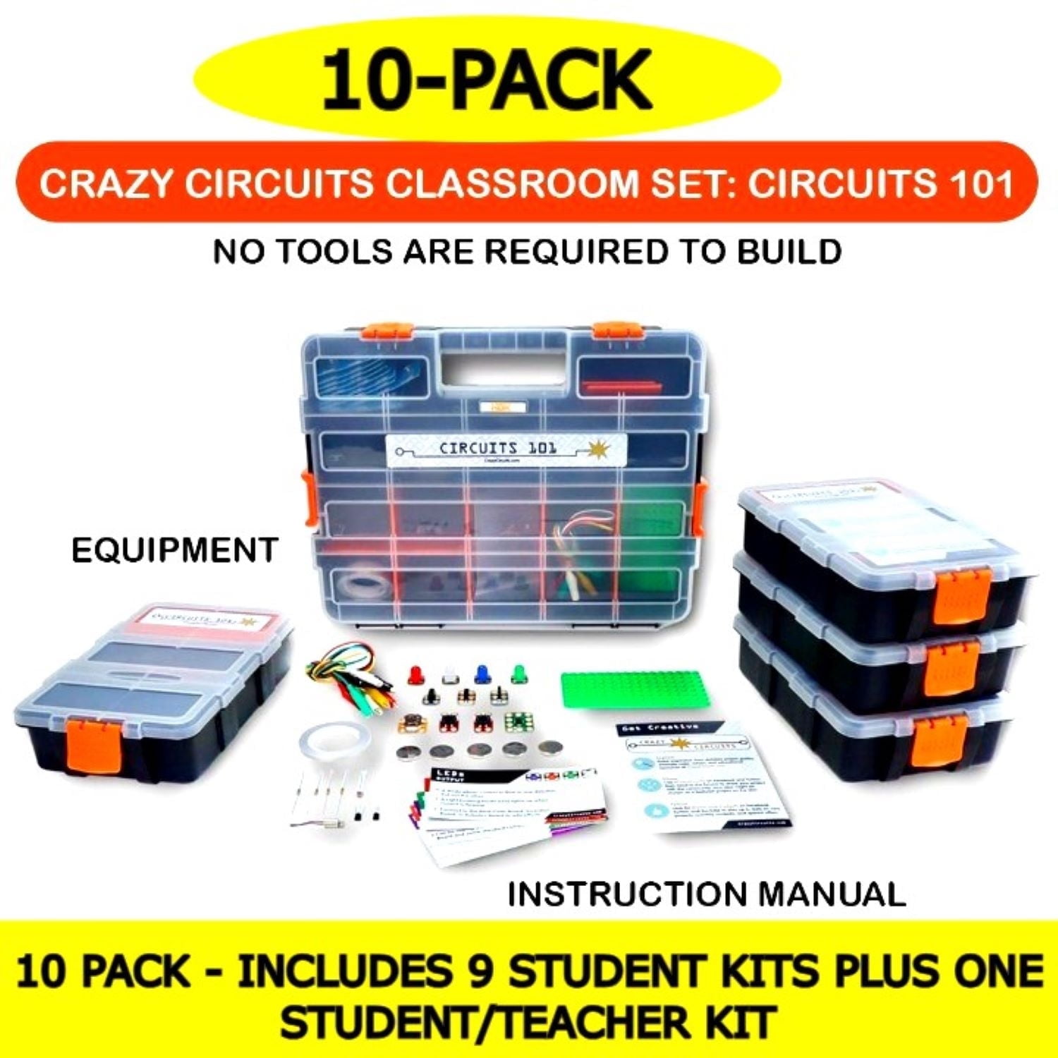 Brown Dog Gadgets Crazy Circuits 101 Classroom Set – 10-Pack, 27-Piece ...