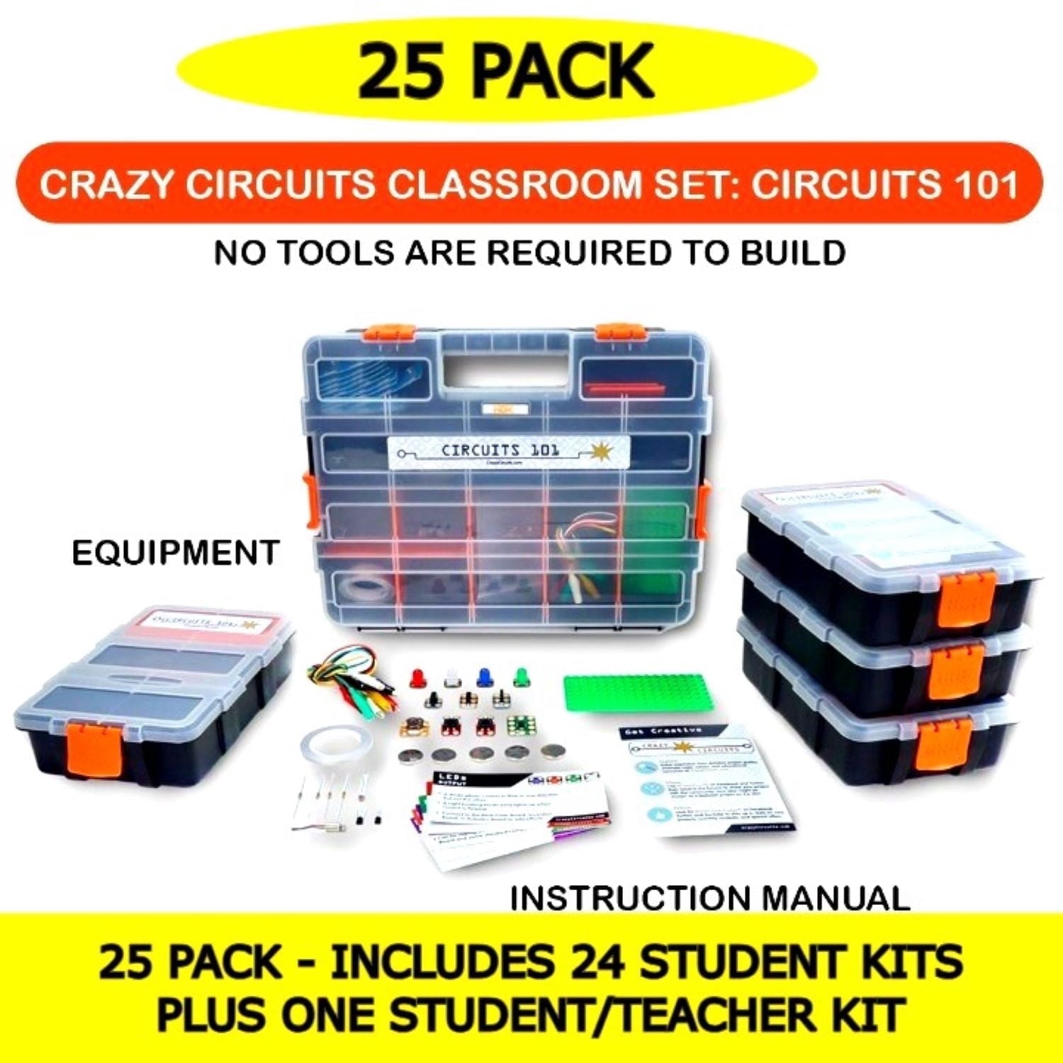 Brown Dog Gadgets Crazy Circuits 101 Classroom Set – 25-Pack, 27-Piece ...