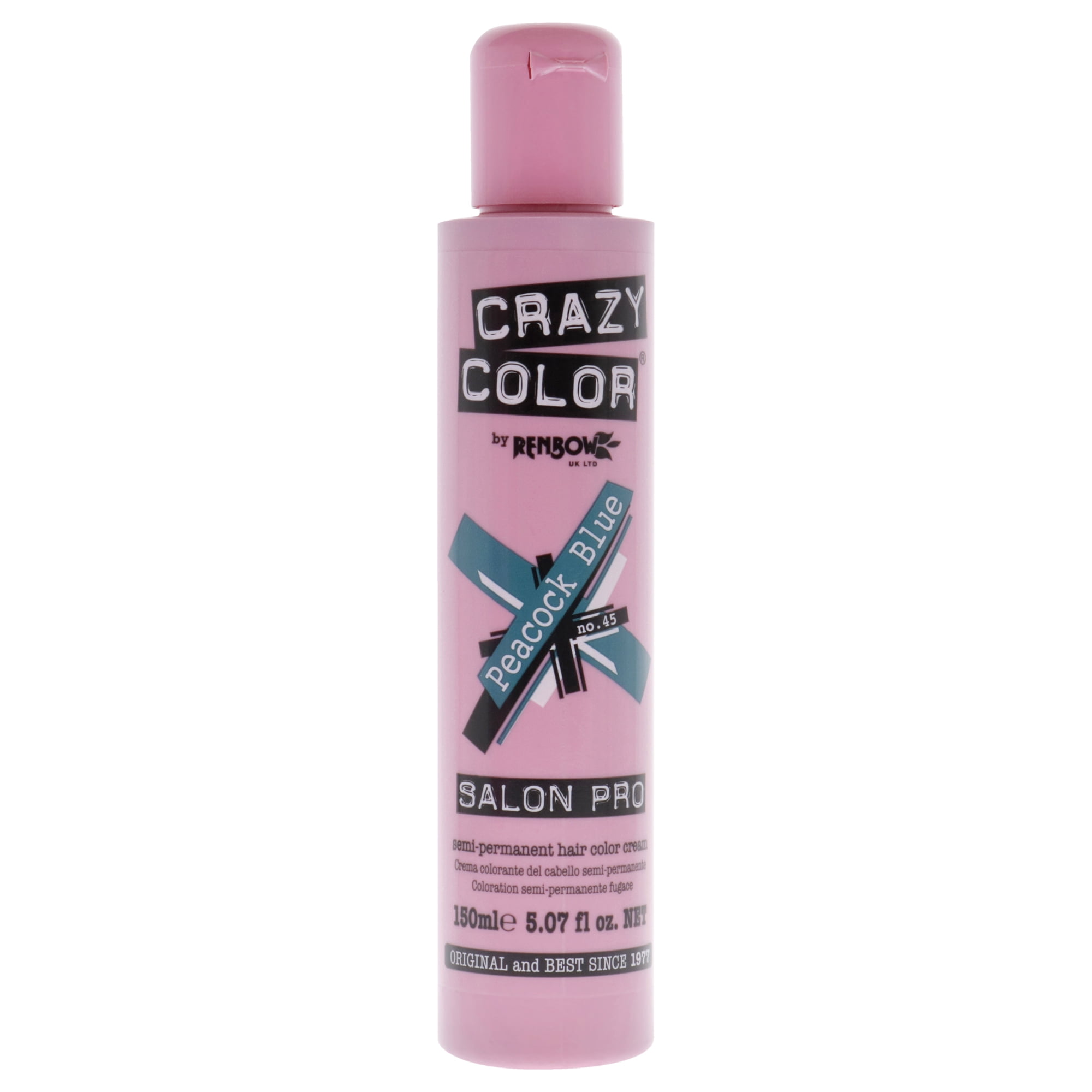 Crazy Color Salon Pro Semi Permanent Hair Color - 45 Peacock Blue, 5.07 ...