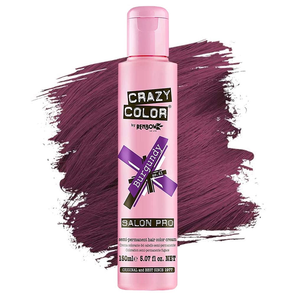 Crazy Color Semi Permanent Hair Colour, Burgundy 61, 5.07 Oz., Pack of ...