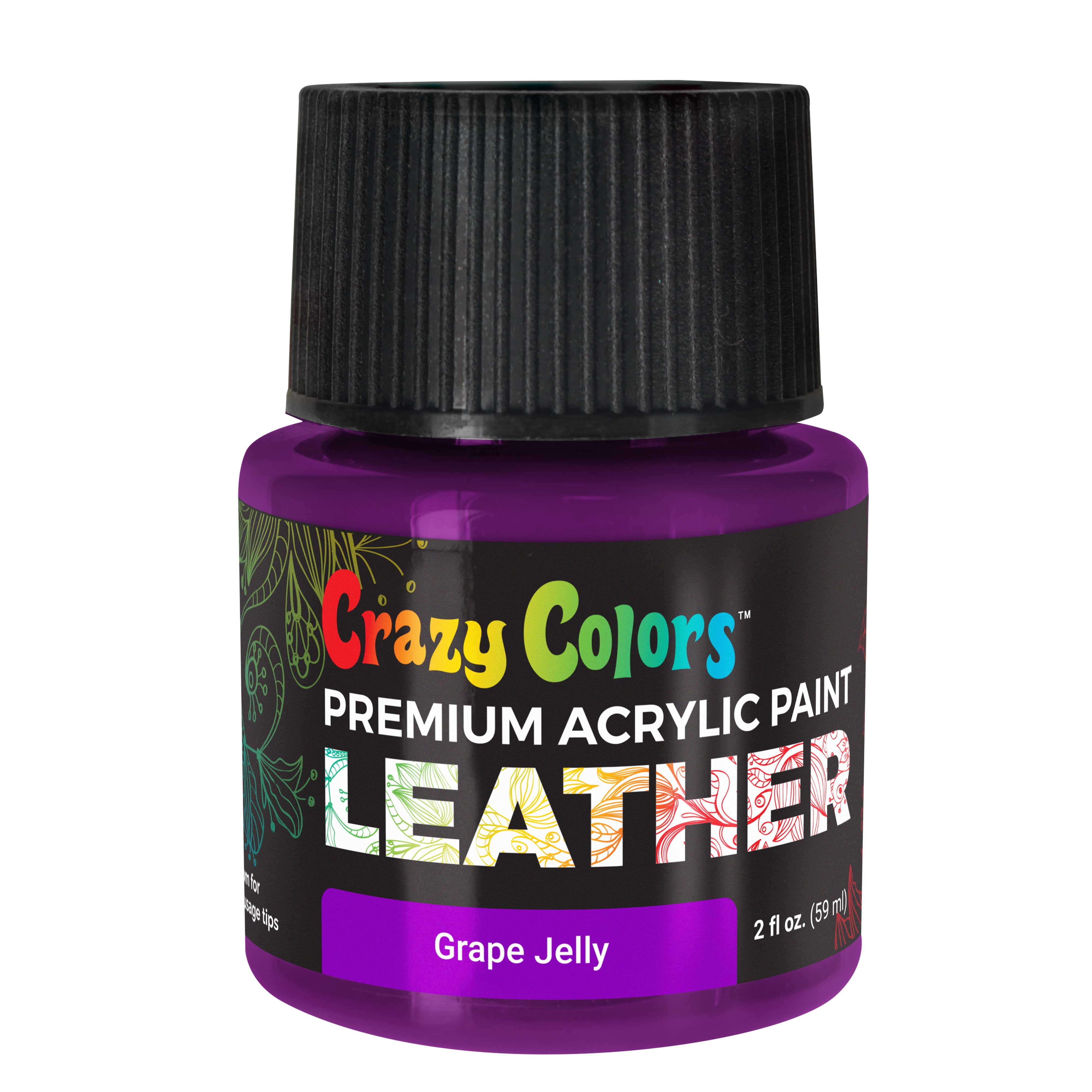 Crazy Colors Grape Jelly Premium Acrylic Leather and Shoe Paint, 2 oz Bottle - Flexible, Crack ...