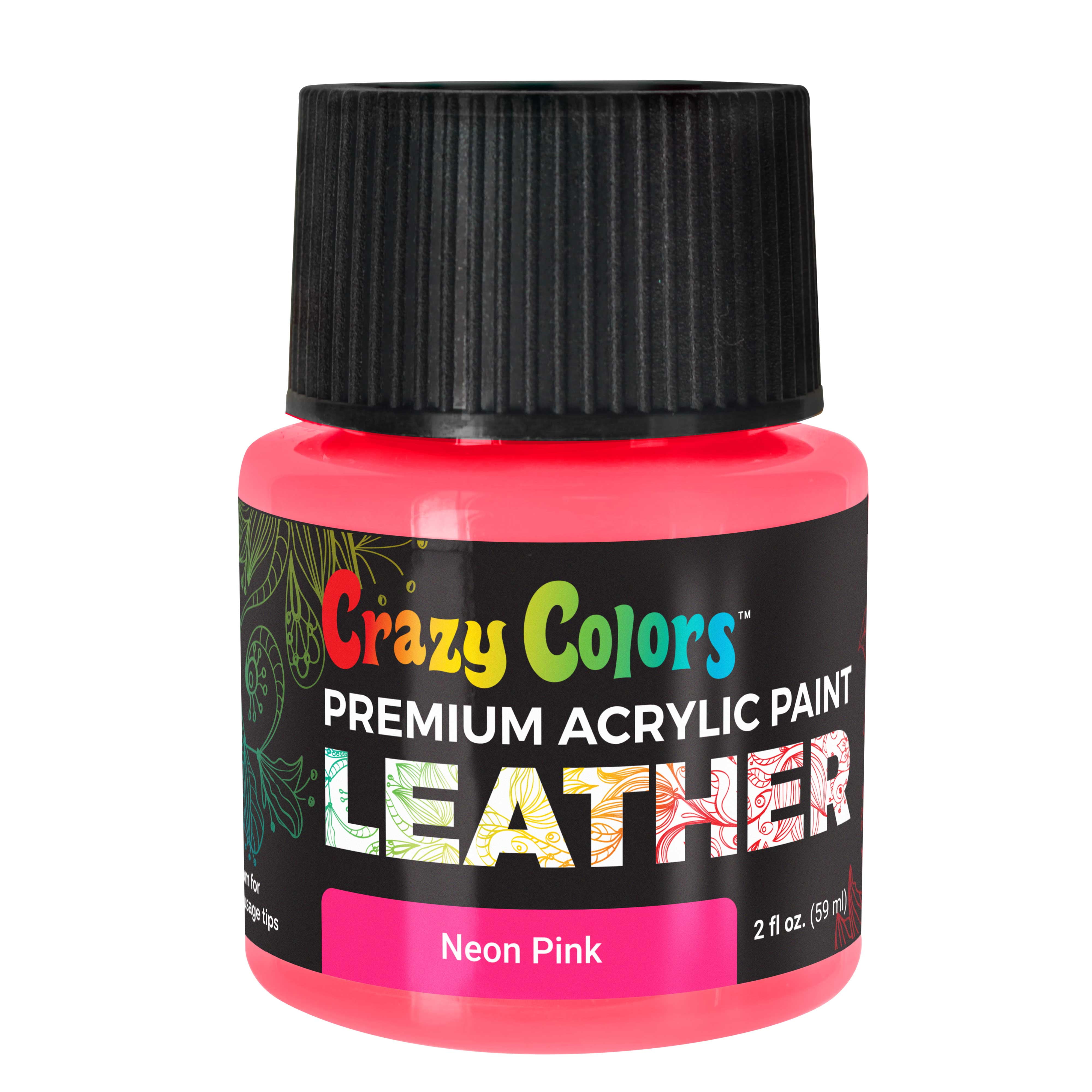 Crazy Colors Neon Pink Premium Acrylic Leather and Shoe Paint, 2 oz ...