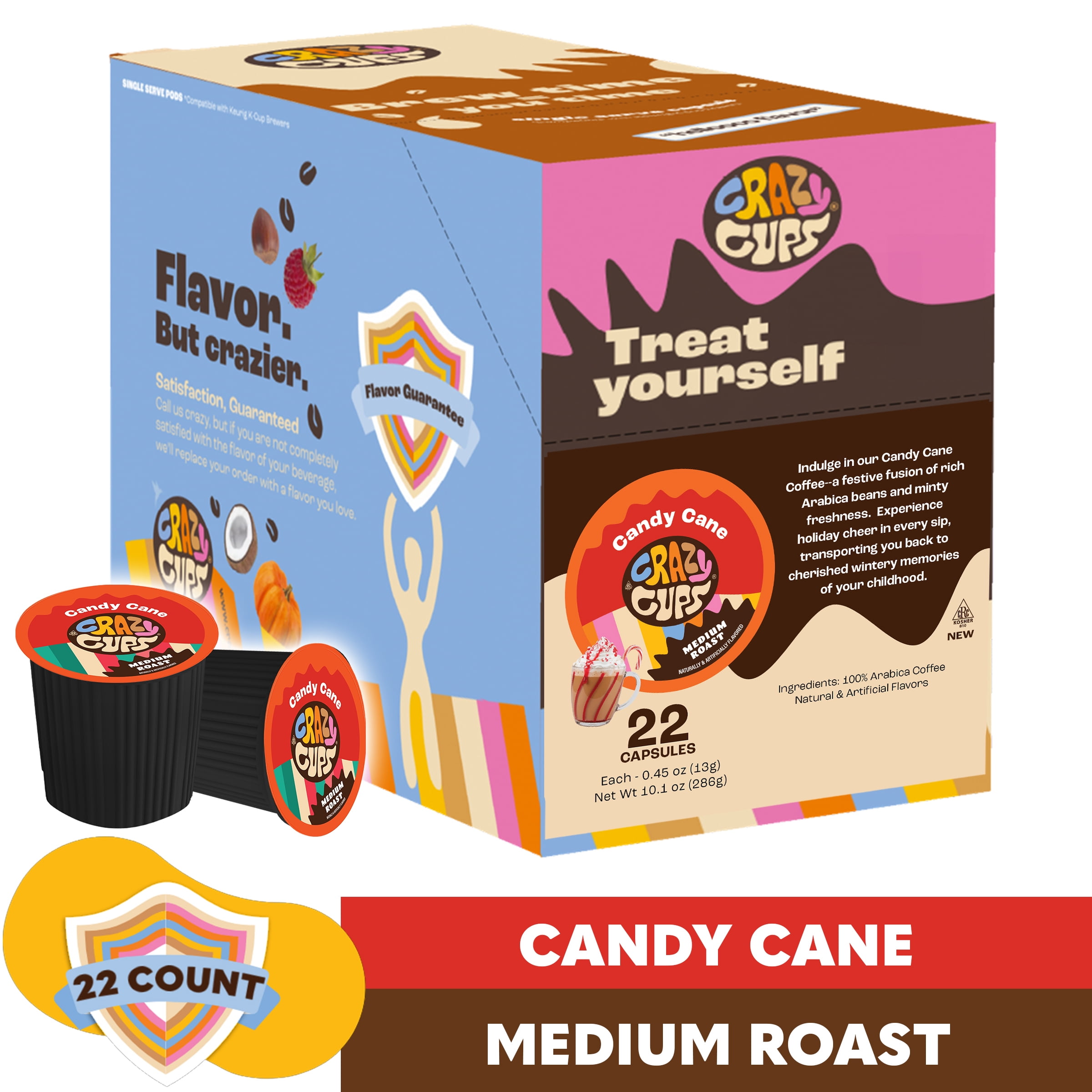 Crazy Cups Candy Cane Flavored Coffee Pods, 22 Count - Walmart.com