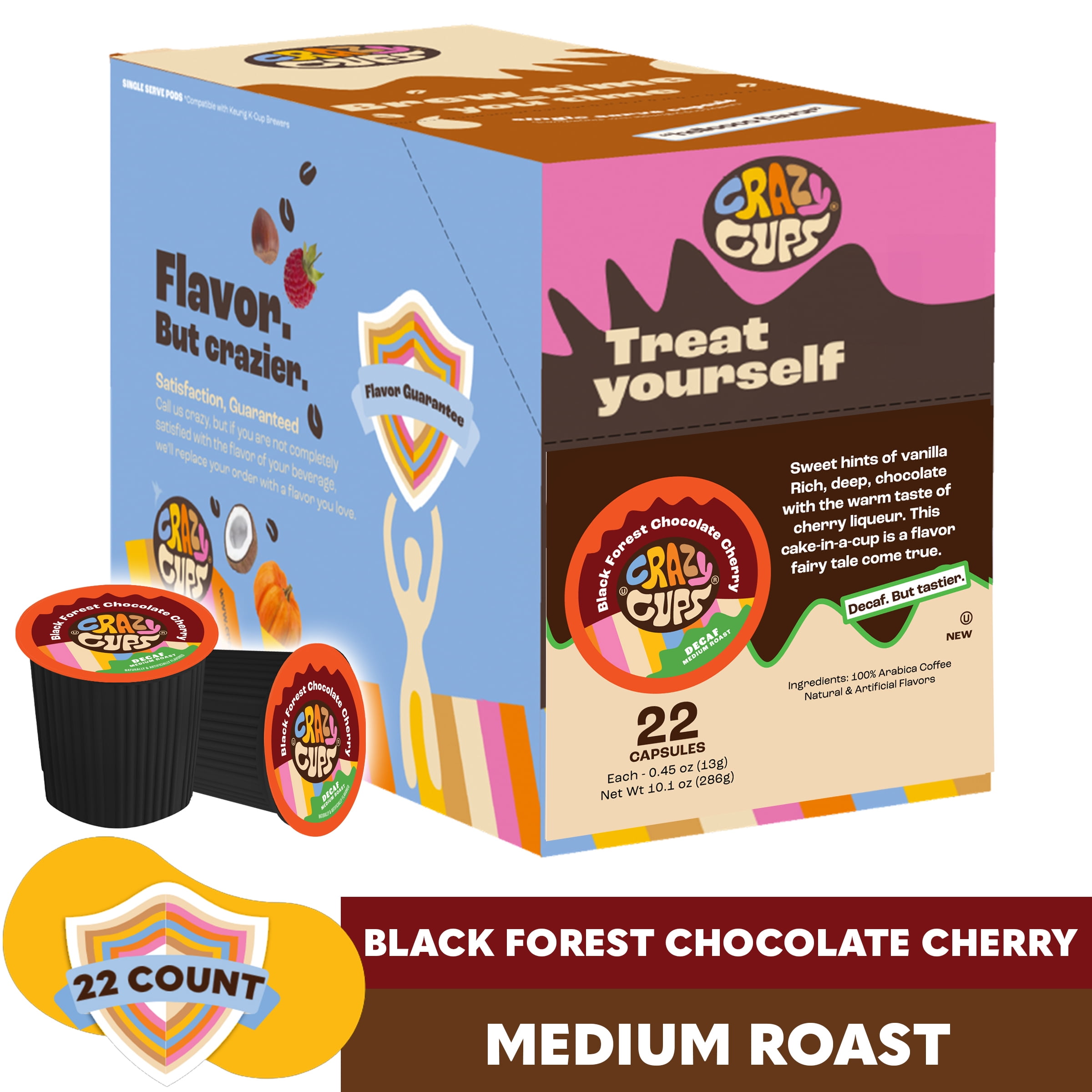 Crazy Cups Decaf Black Forest Chocolate Cherry Coffee Pods, Flavored ...