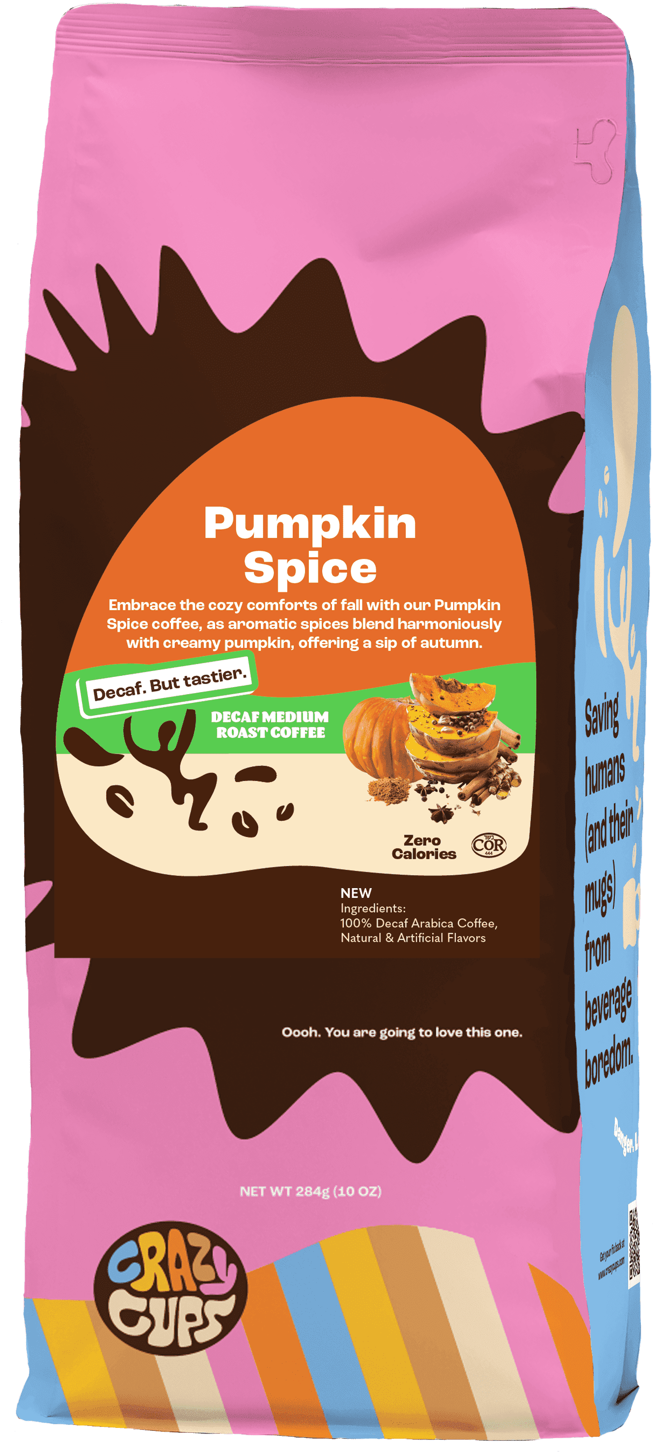 Crazy Cups Decaf Flavored Ground Coffee, Decaffeinated Pumpkin Spice Coffee, For Brewing ...